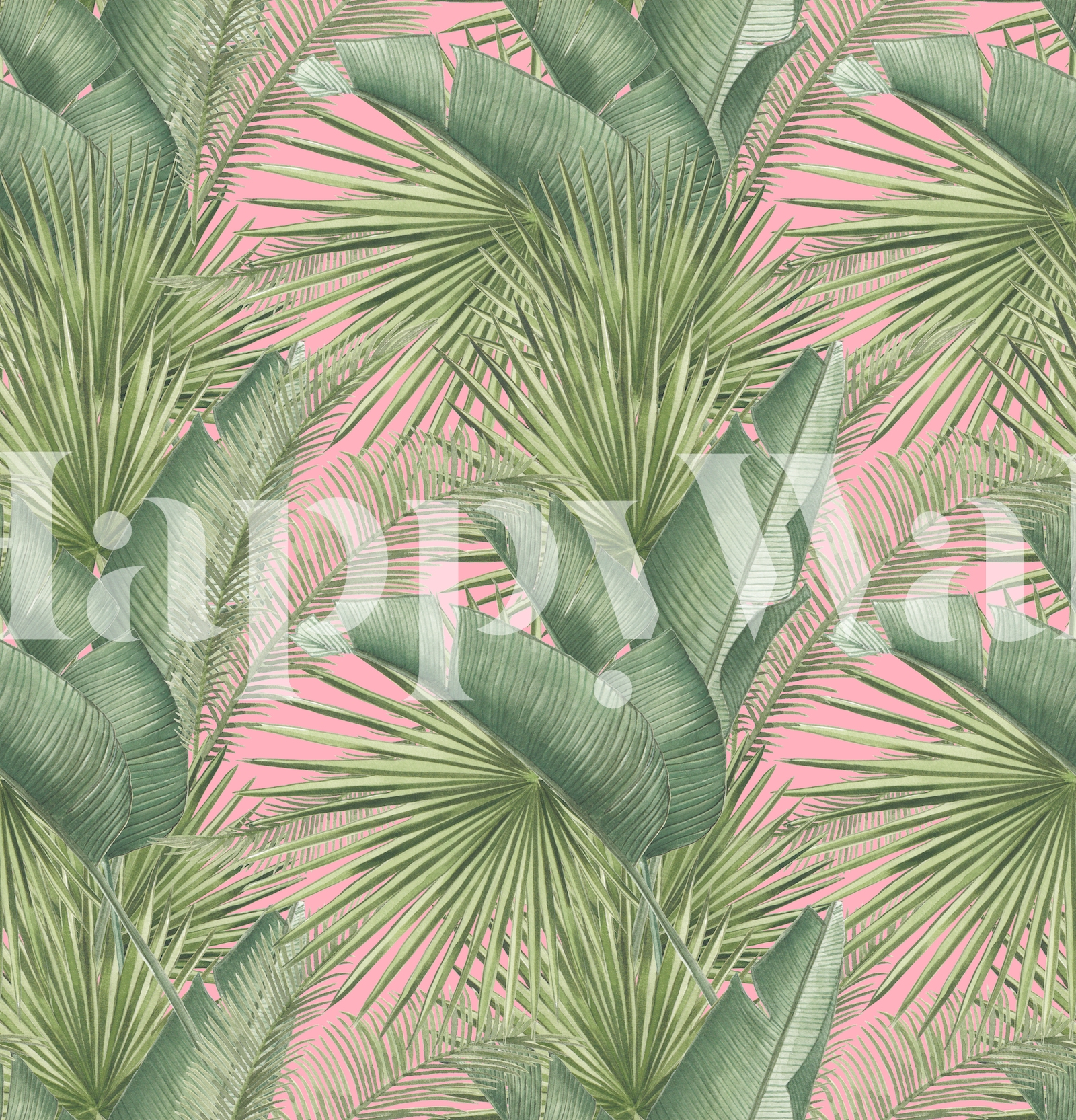Pink Botanical Leaf Wallpaper