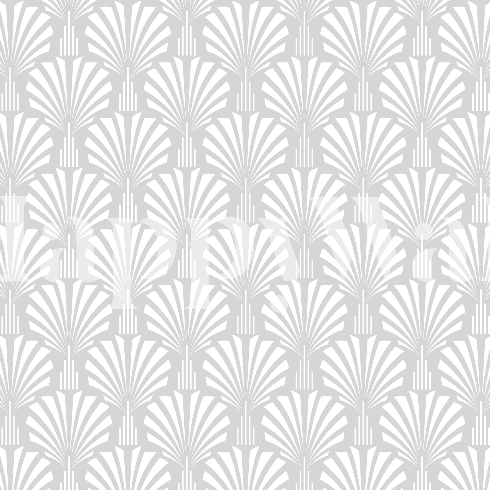 Modern Art Deco Grey Fan Pattern Wallpaper