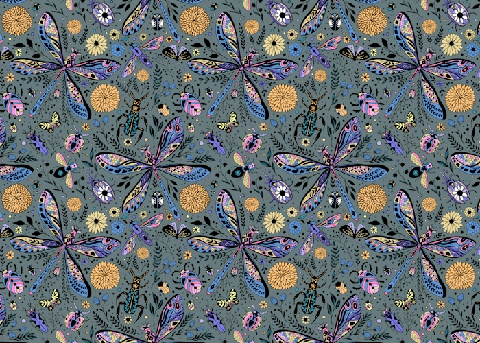 Shop Doodle Bugs on Slater Gray Wallpaper - Happywall