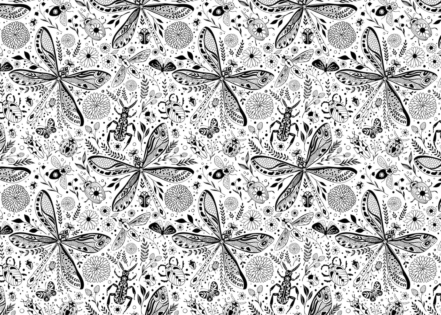 "Doodle Bugs on Dark Blue Wallpaper – Buy Now on Happywall"