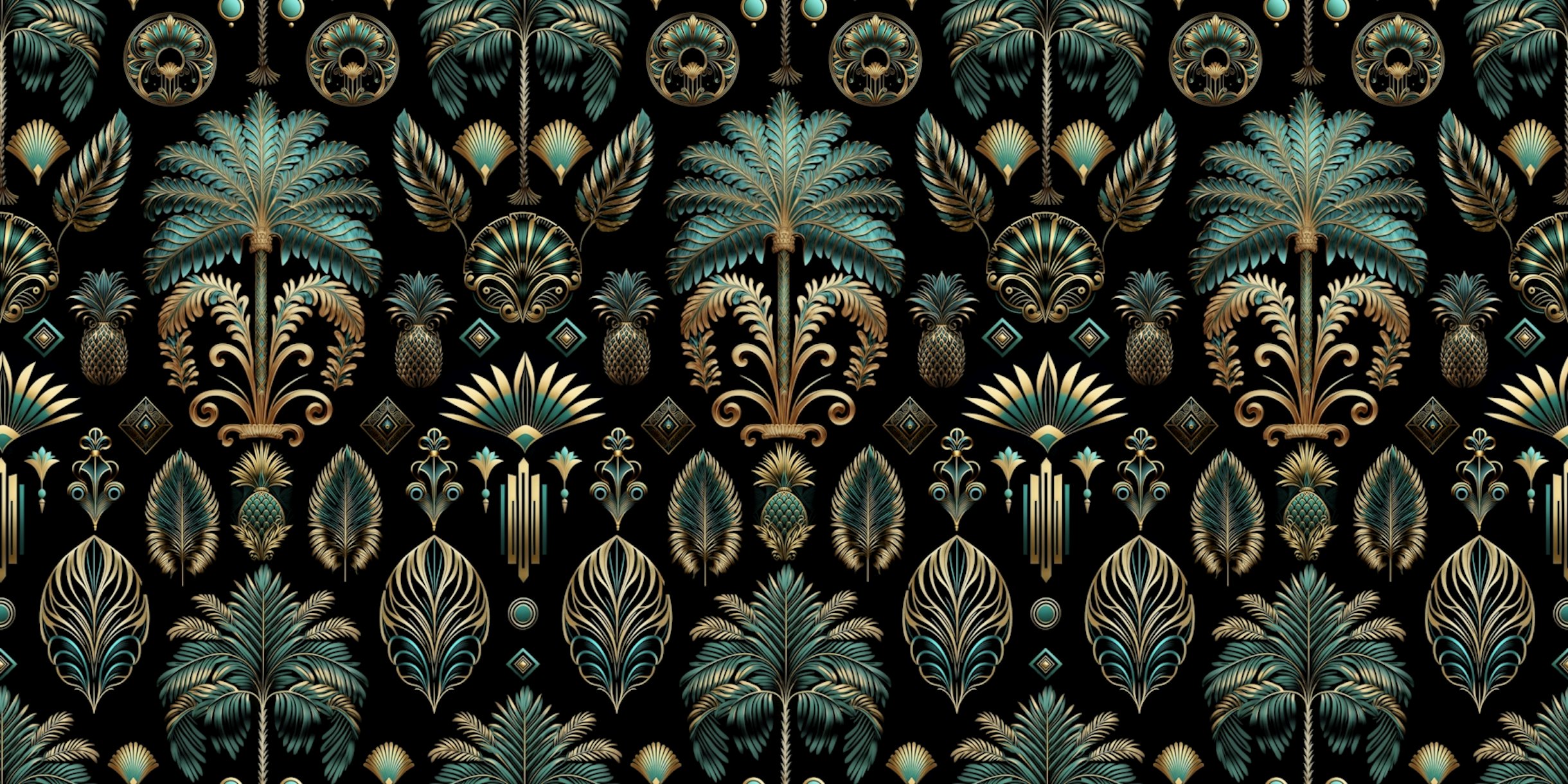 Exquisite Art Deco Palm Trees Wallpaper | Happywall