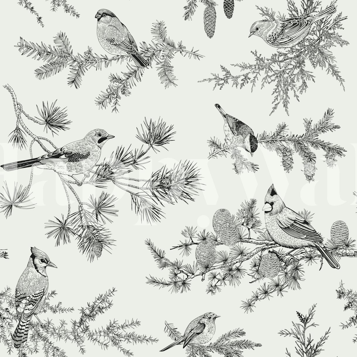 Buy Birds Toile Wallpaper Online - Happywall.com