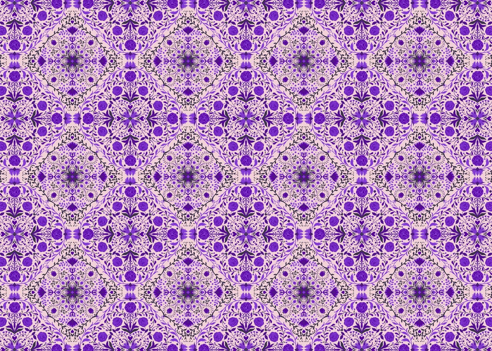 Buy Floral Tiles in Violet Wallpaper - Happywall.com