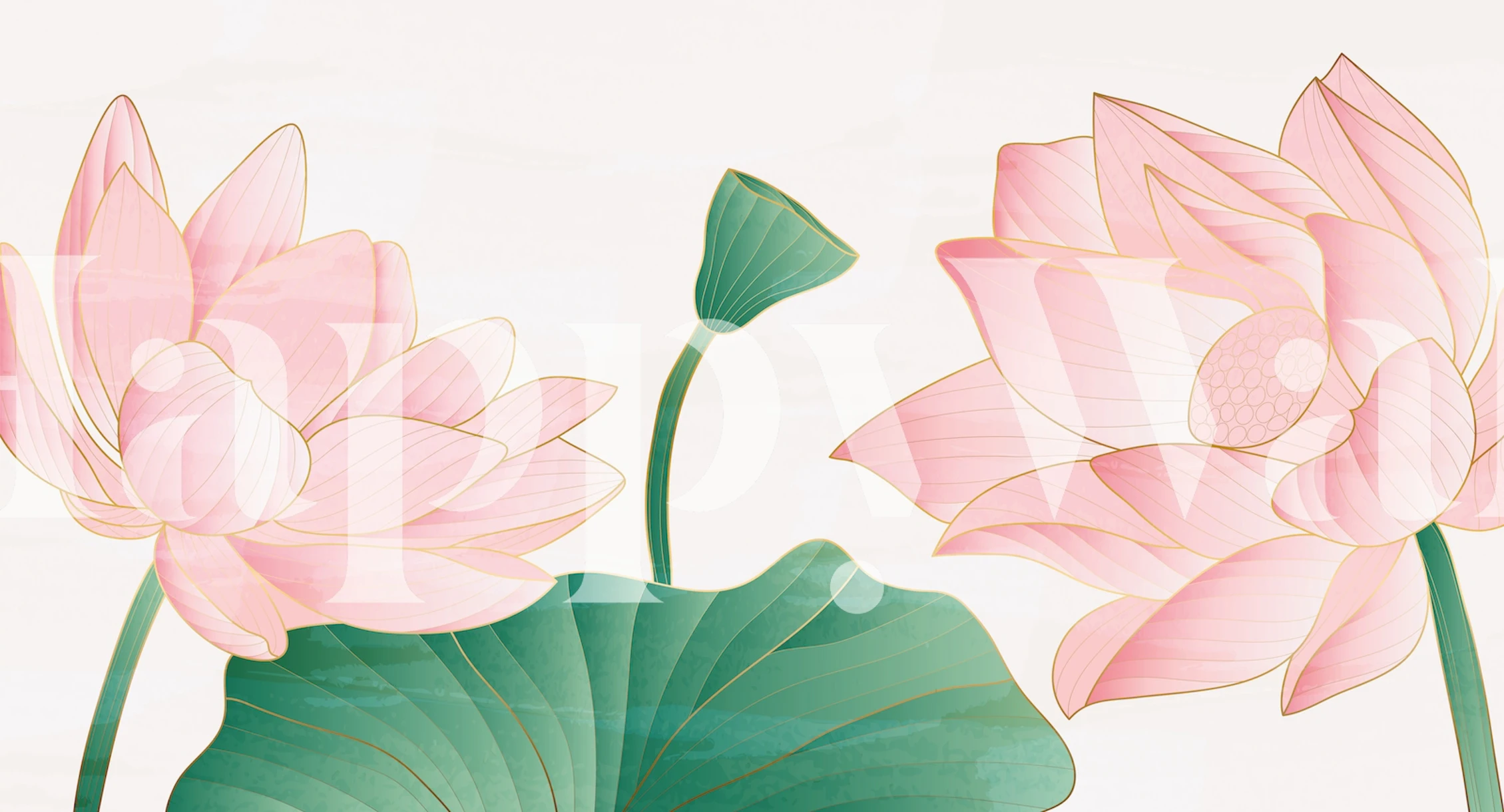 Golden Pink Lotus Wallpaper | Happywall