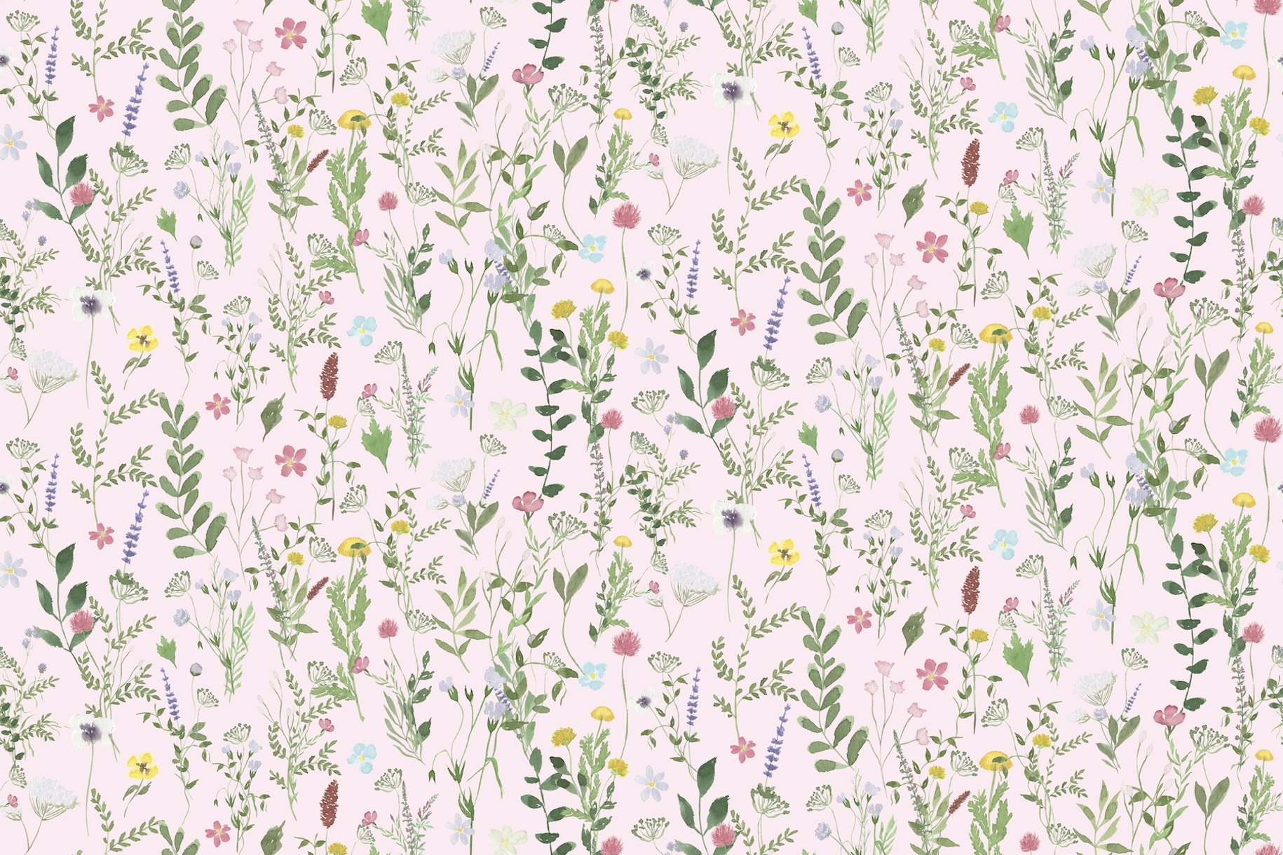 Spring Meadow Wildflower Pink Wallpaper | Happywall