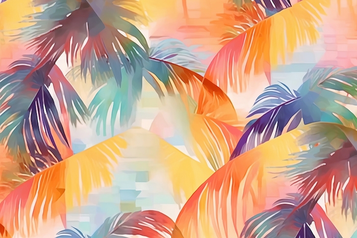 Tropical Palm Leaf Wallpaper in Vibrant Colors