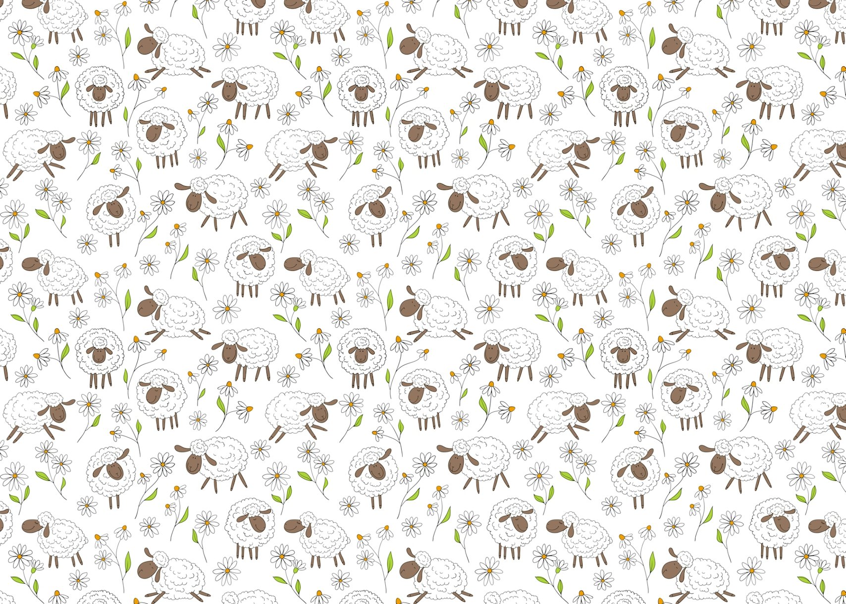 Counting Sheep on White Wallpaper | Happywall
