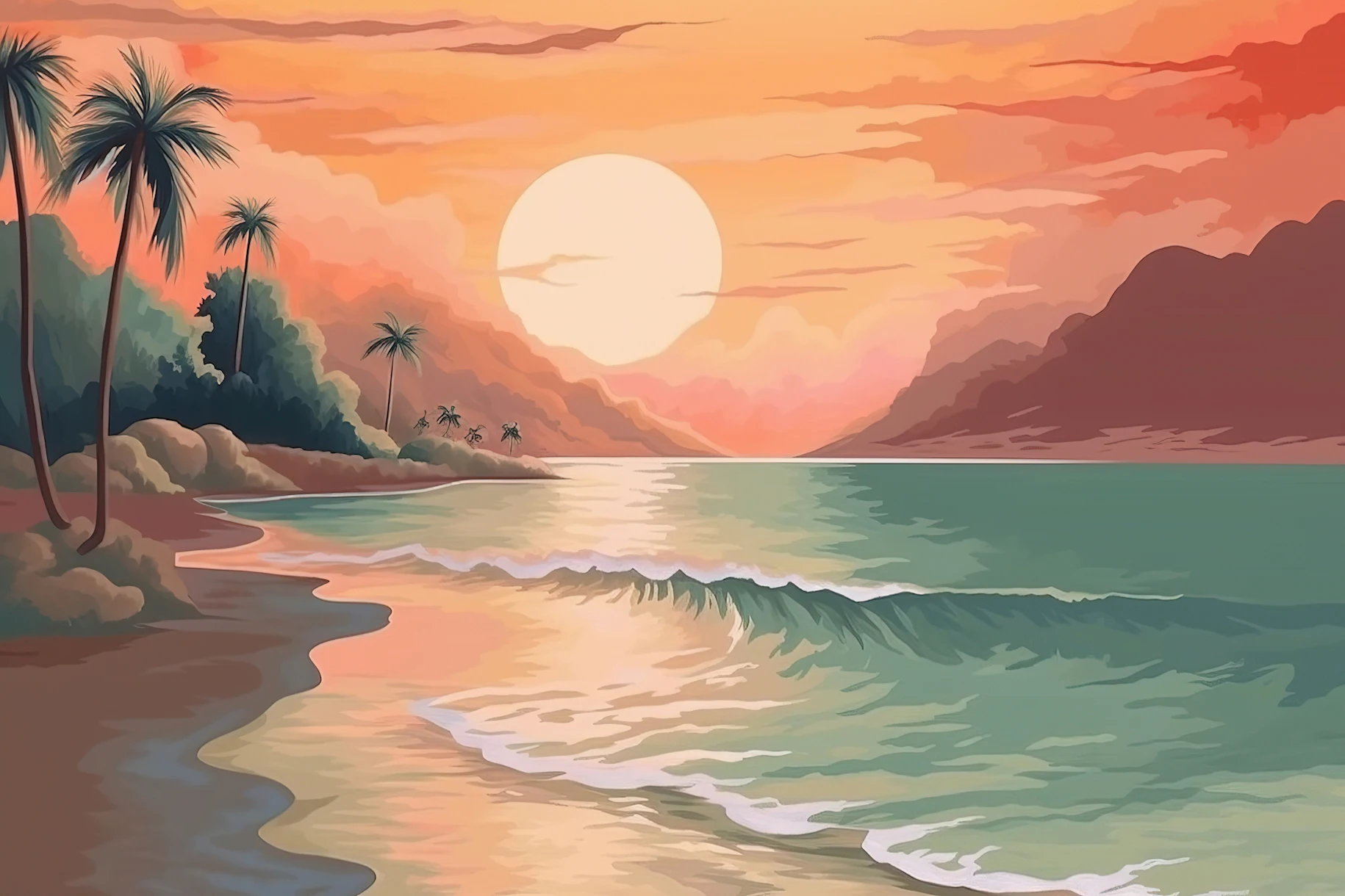 Sunset Beach Wallpaper - Beautiful Wallpapers for Your Home - Happywall