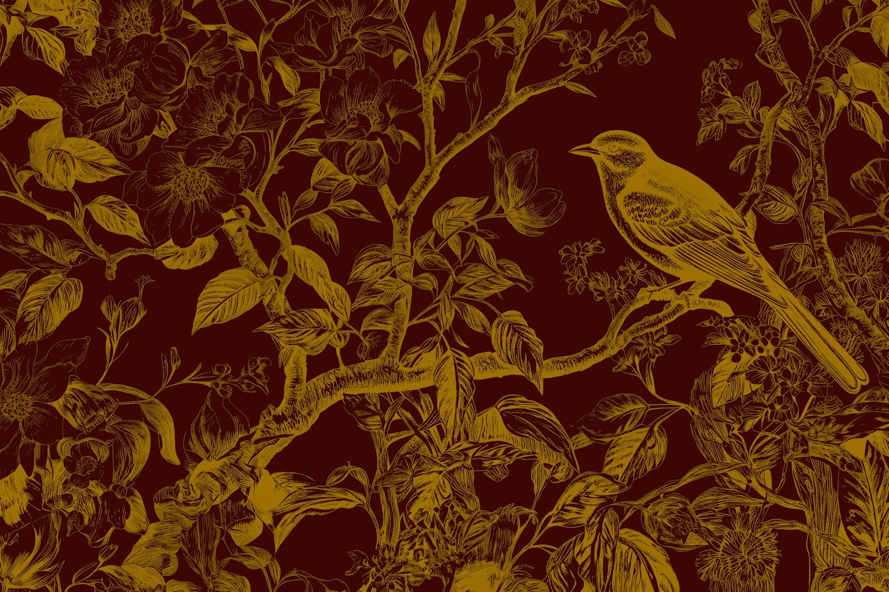 Classic Golden Bird Wallpaper | Happywall