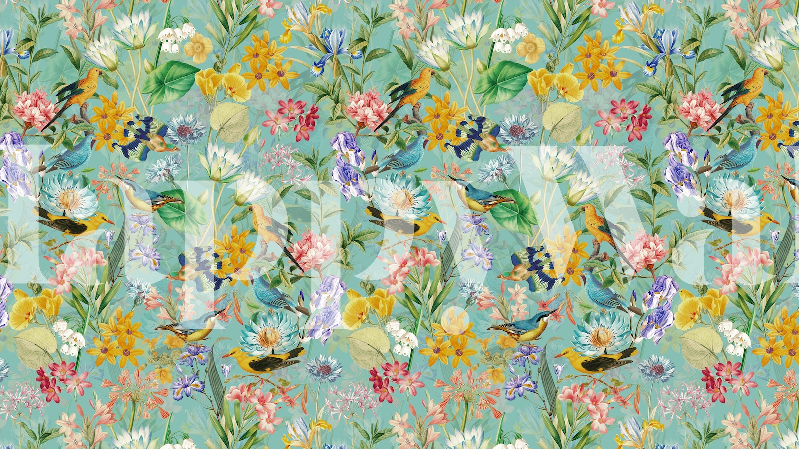 Tropical Bird Garden Wallpaper | Happywall