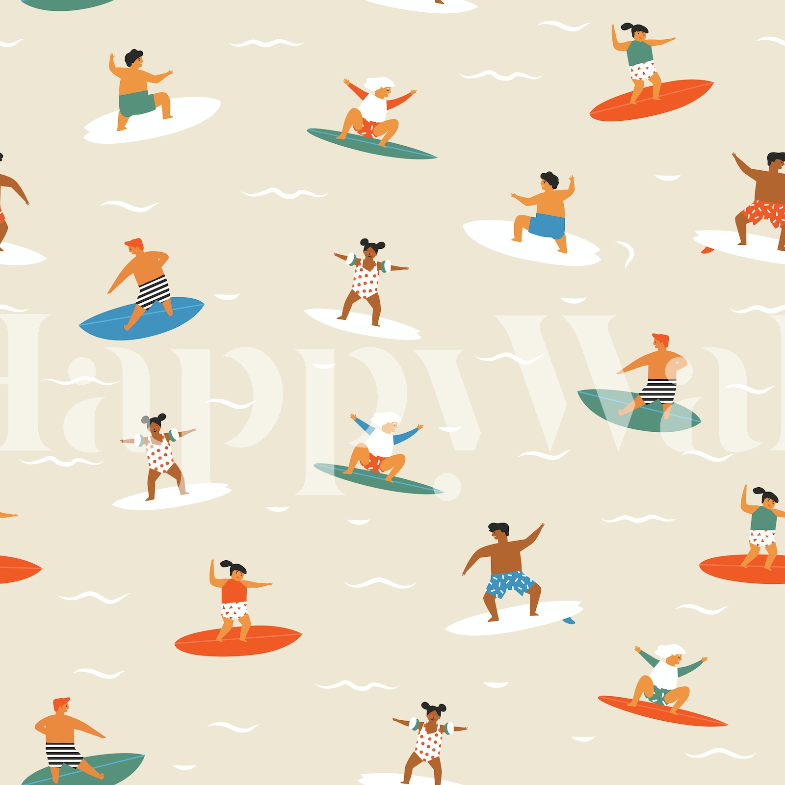 Kids Surfing Cartoon Wallpaper