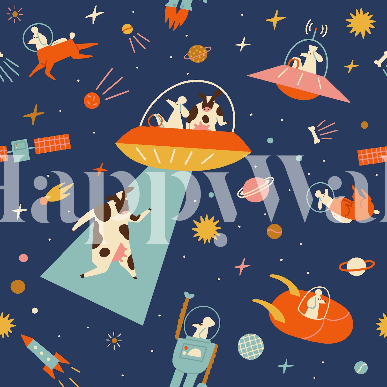 Colorful Dog Space Wallpaper for Kids