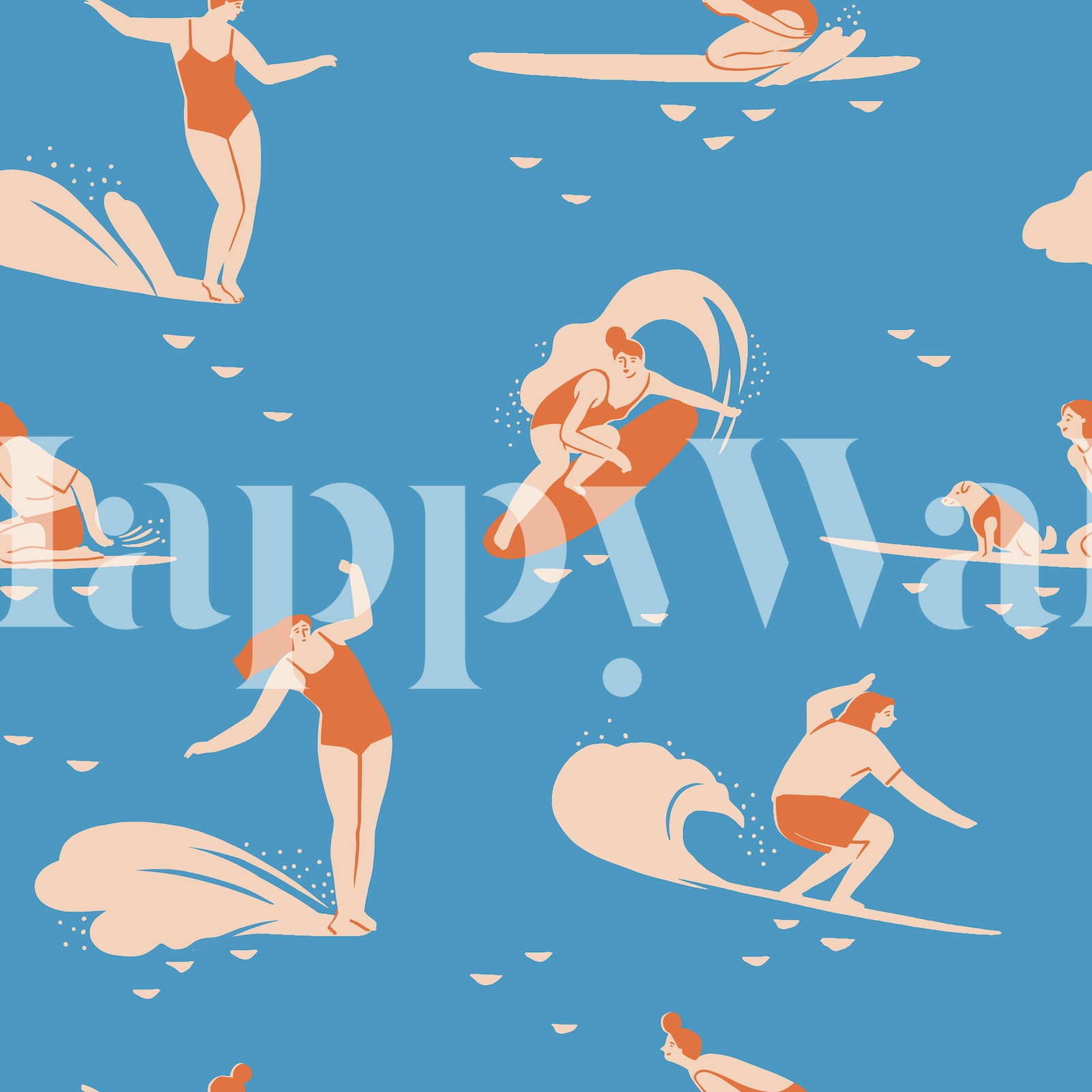 Surfing Malibu Blue Wallpaper | Happywall