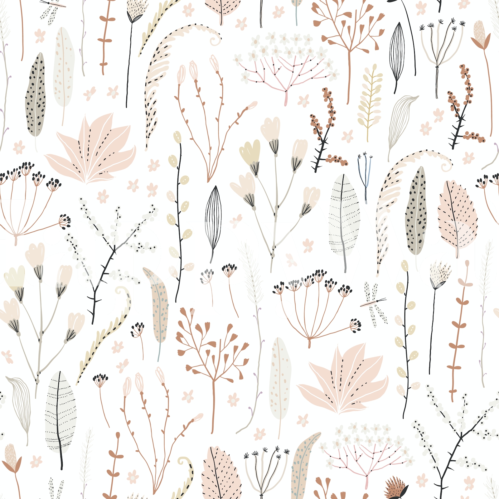Soft Botanical Floral Wallpaper