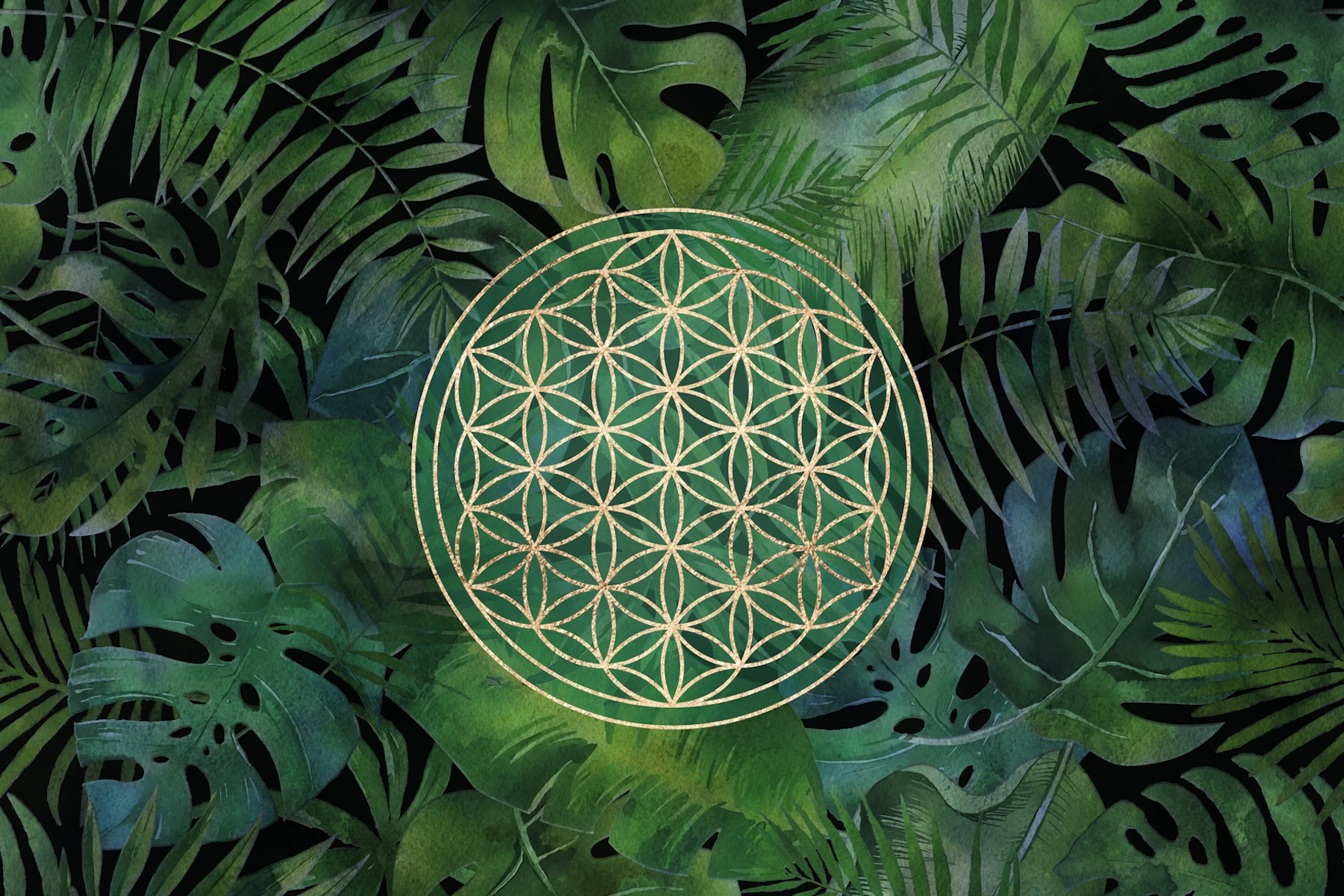 Flower of Life Tropical Jungle Wallpaper - Buy Online | Happywall