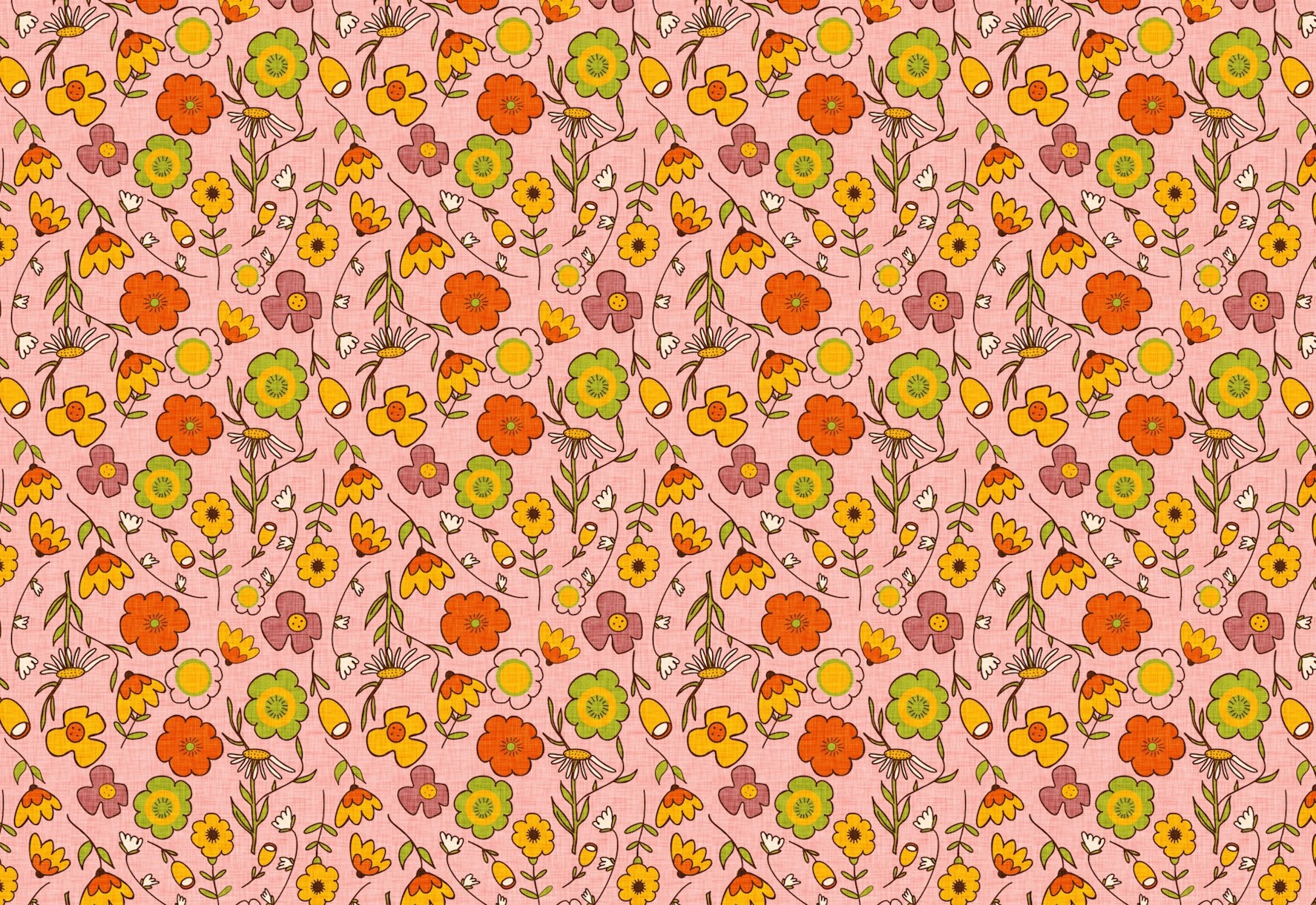 70S Floral Bouquet Pink wallpaper - Free shipping | Happywall