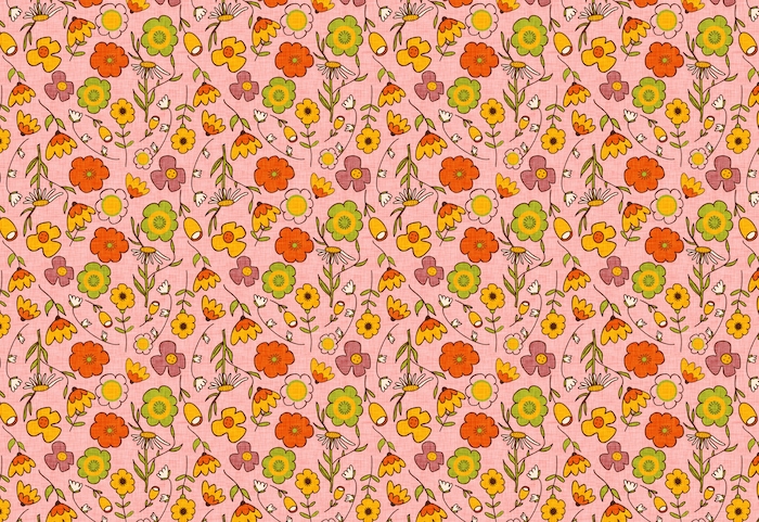 Shop 70s Floral Bouquet Pink Wallpaper Online - Happywall