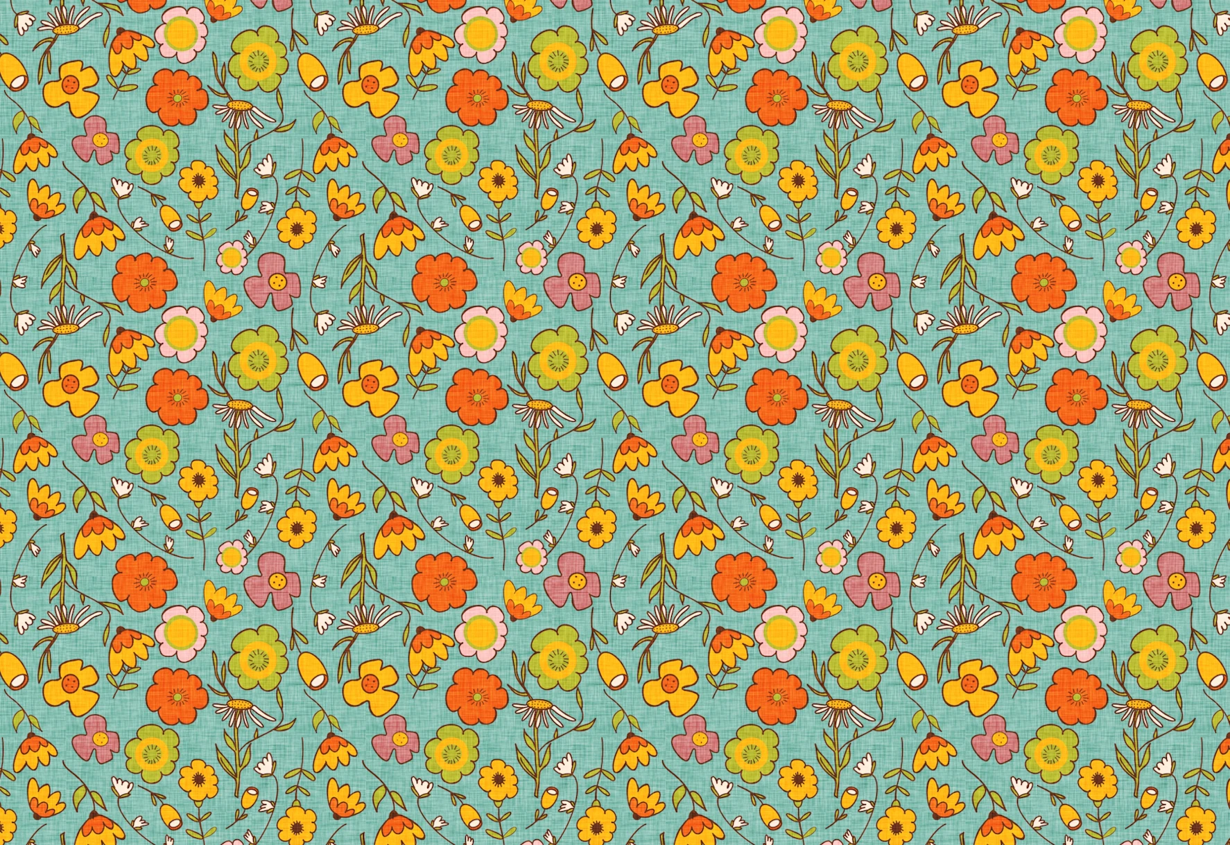 70S Floral Bouquet Blue wallpaper - Free shipping | Happywall