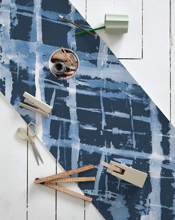 Watercolor Hatch in Blue wallpaper - Happywall