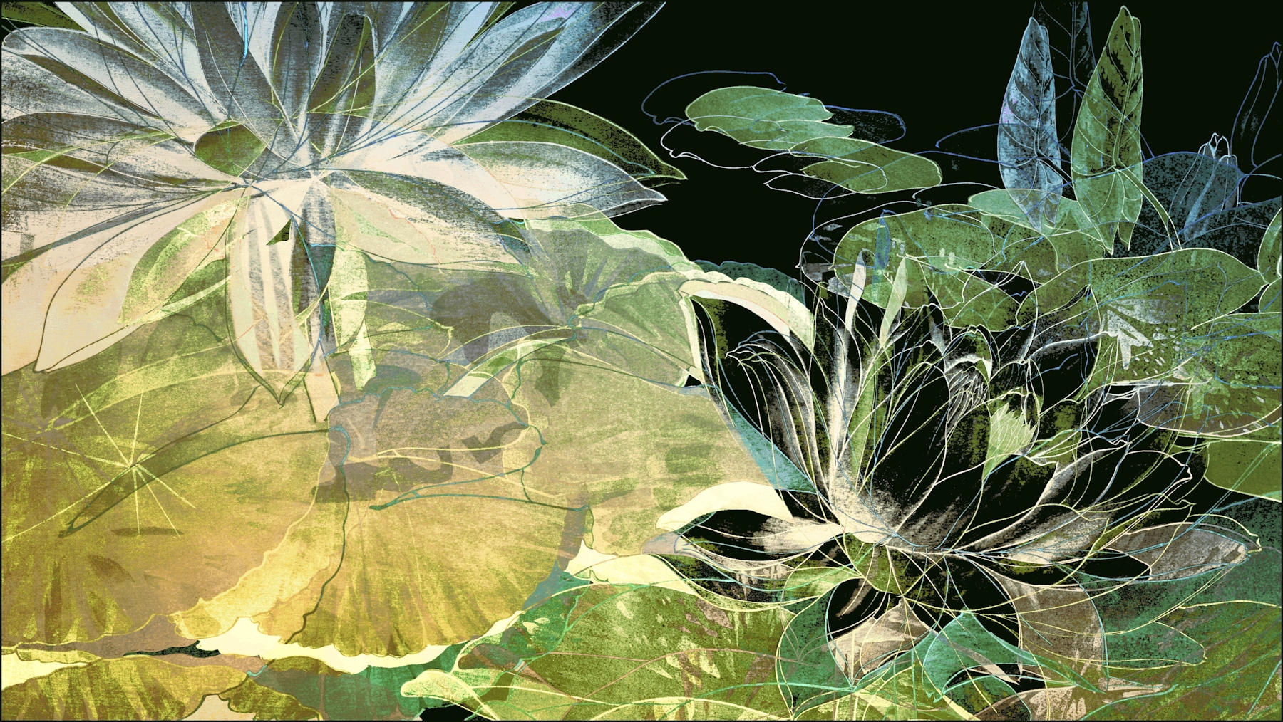 Green Lotus Lake wallpaper - Free shipping | Happywall