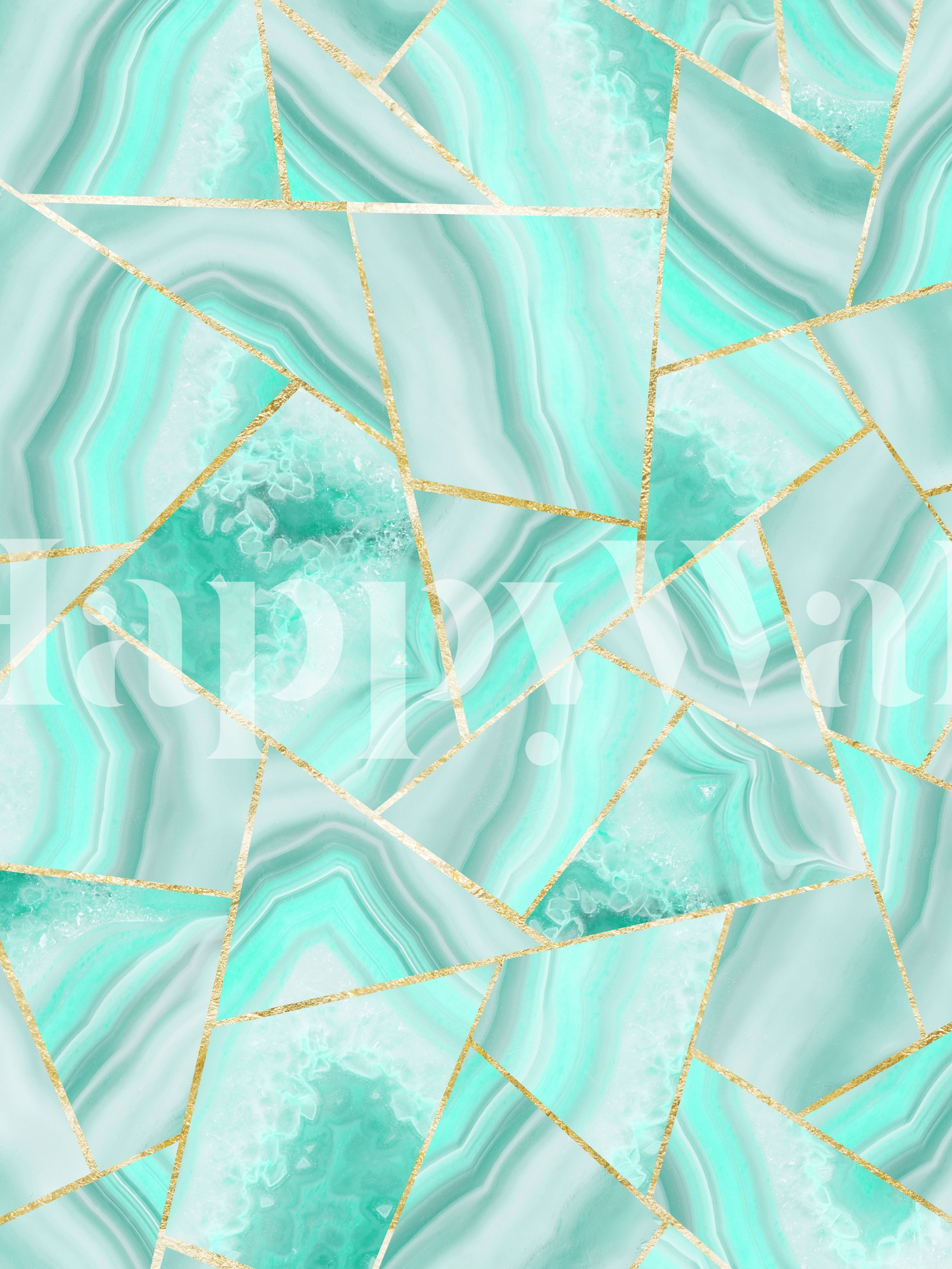 Turquoise Geometric Marble Wallpaper