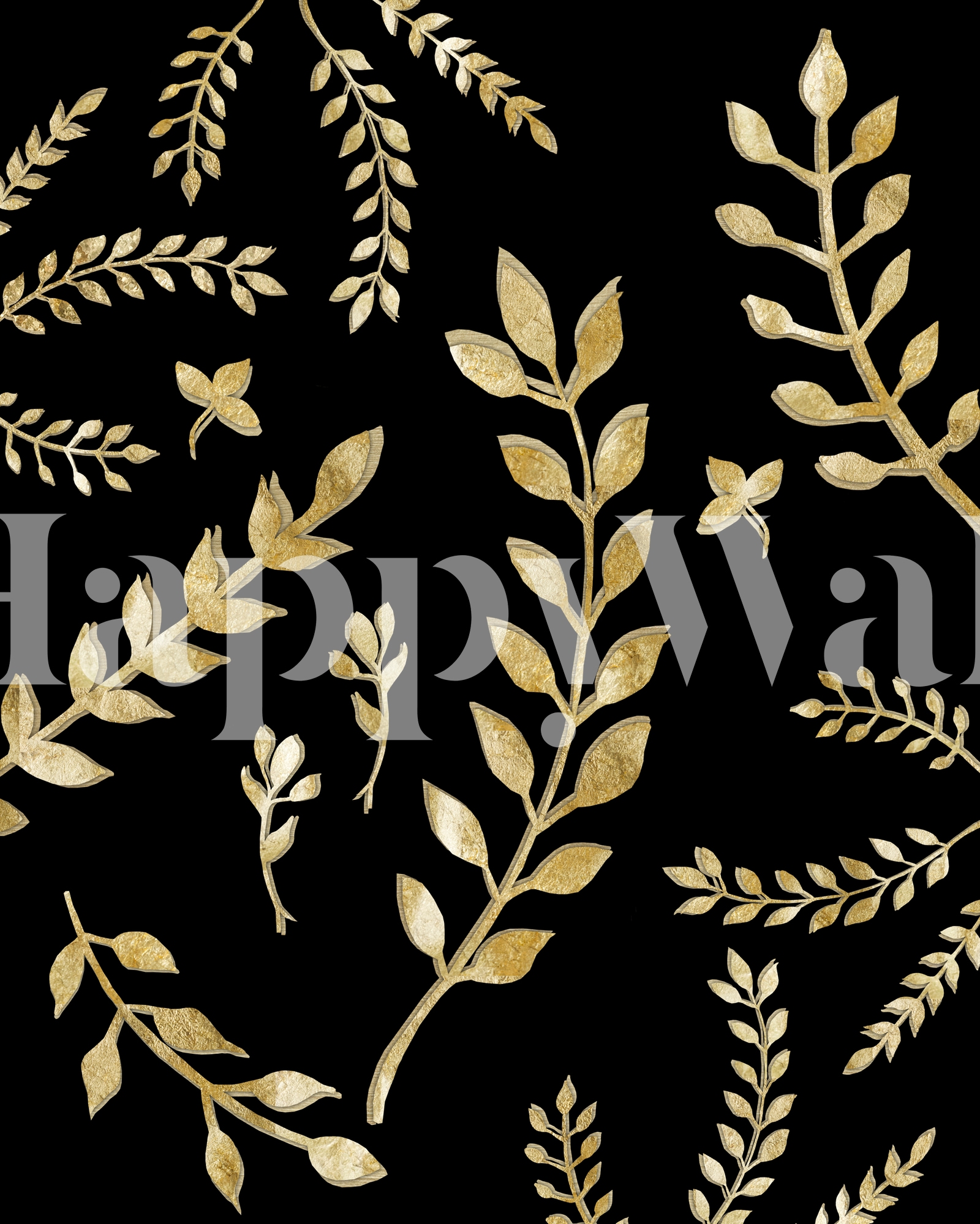 Gold Leaves Floral Wallpaper for Modern Decor