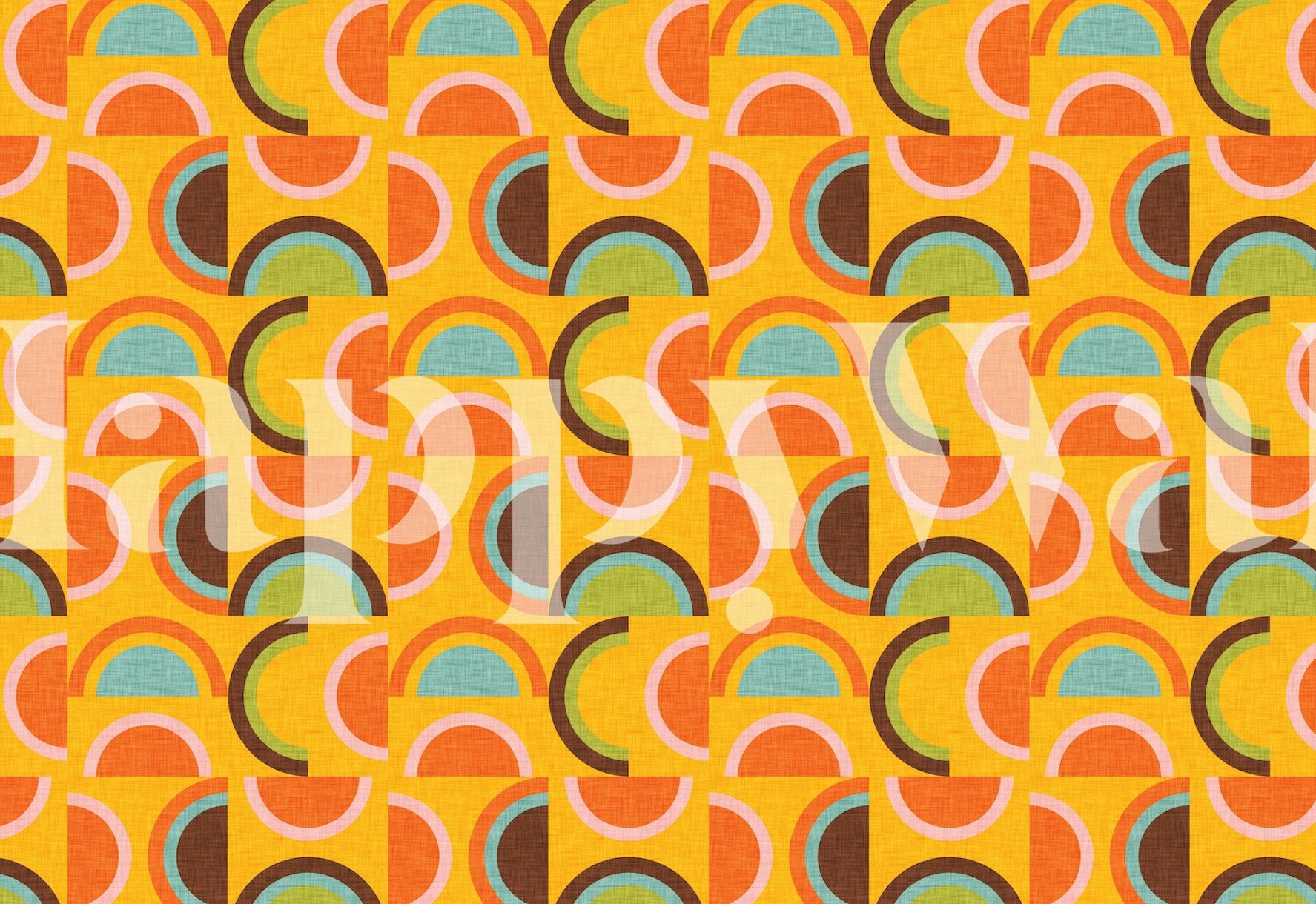 70s Semi Rainbow Yellow Wallpaper | Buy Online at Happywall