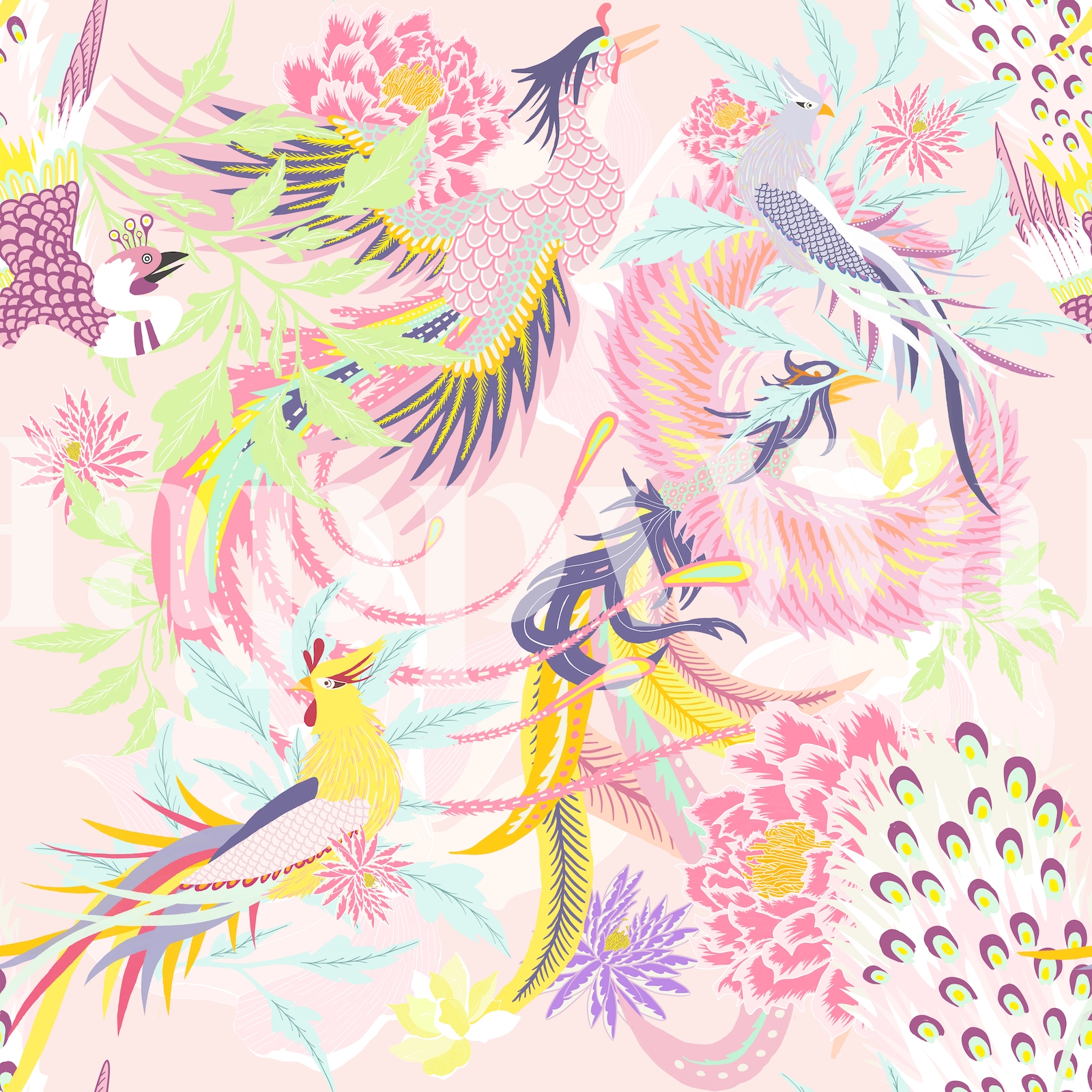 Huma Pink Wallpaper - Floral Design | Happywall.com