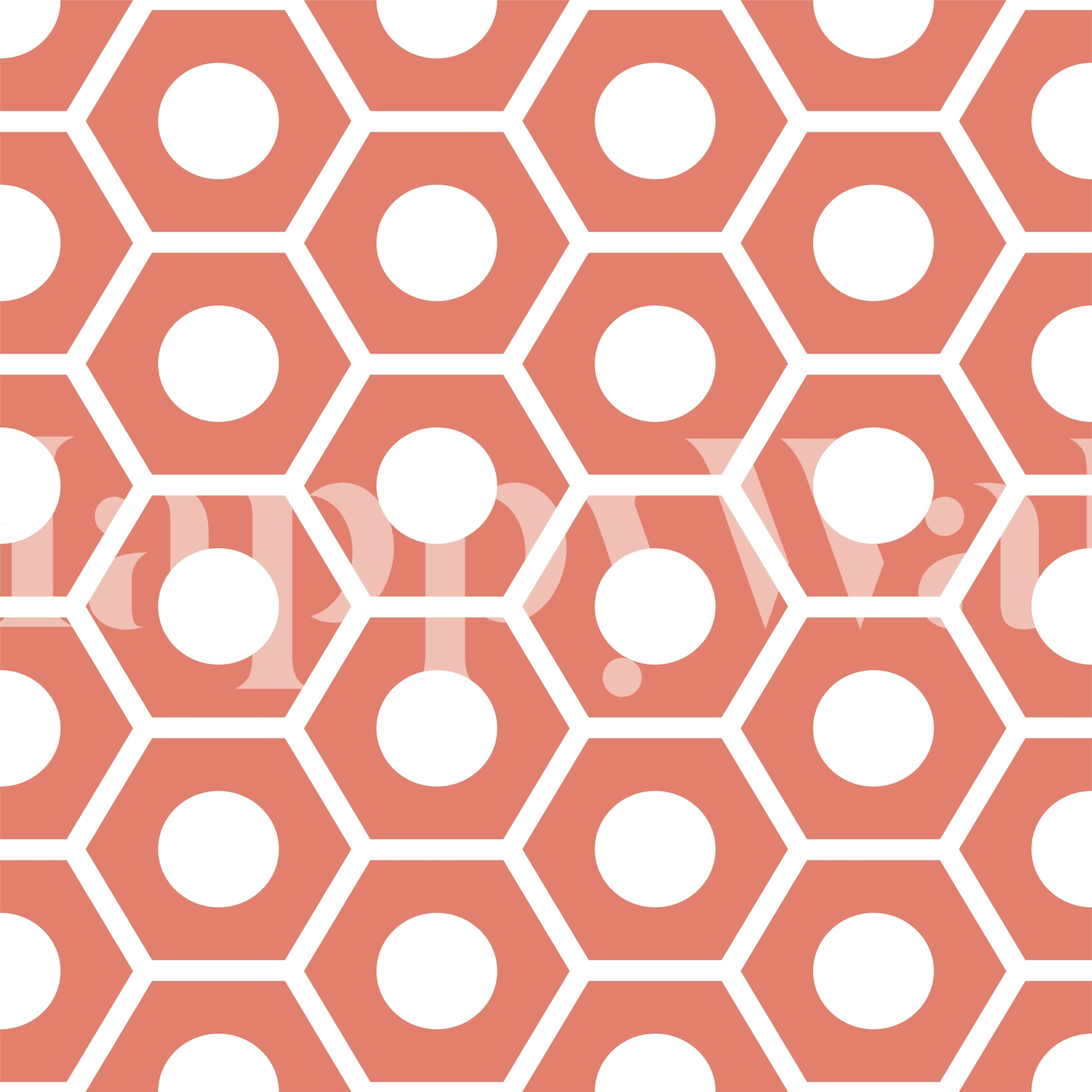 Coral White Hexagon Pattern Wallpaper | Happywall