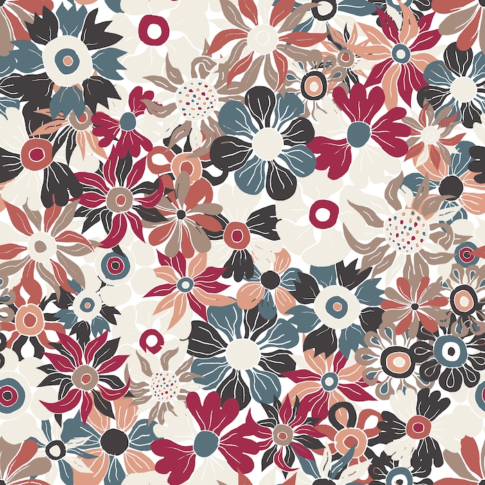 Maximalist Floral Pattern Beige Fuchsia Wallpaper - Buy Online