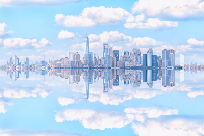 New York City Skyline Blue Wallpaper