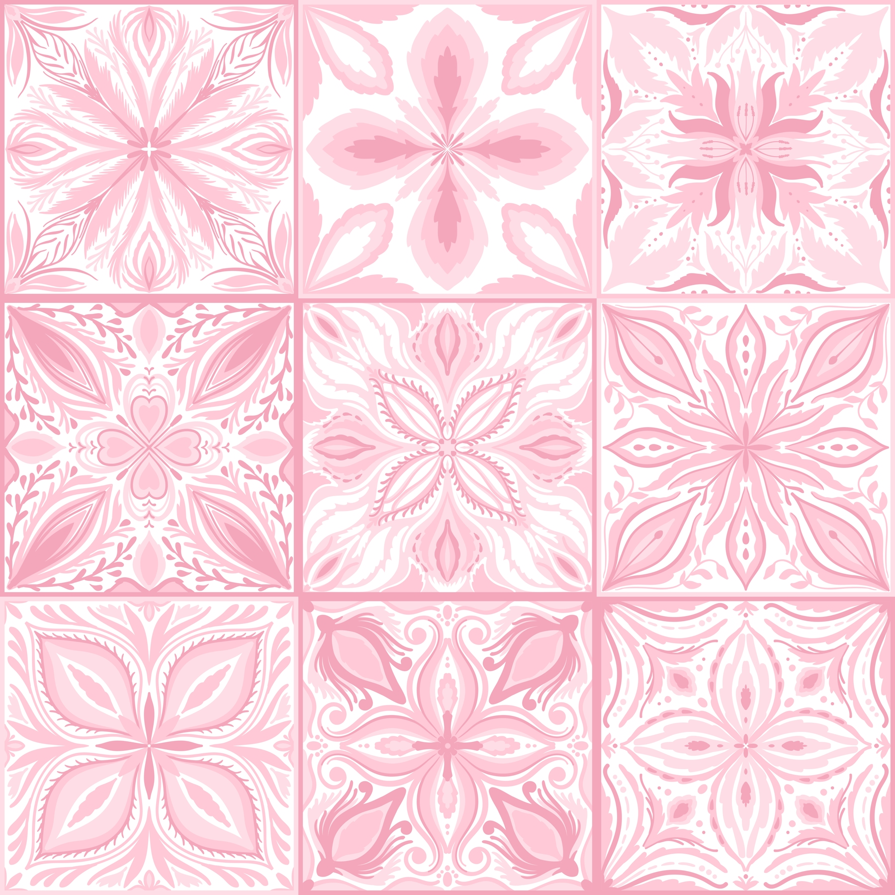 Buy Ornate Tiles in Pink Wallpaper | Happywall.com