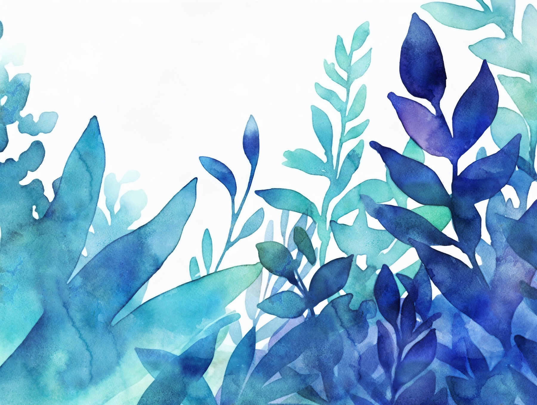 Turquoise Blue Foliage wallpaper - Free shipping | Happywall