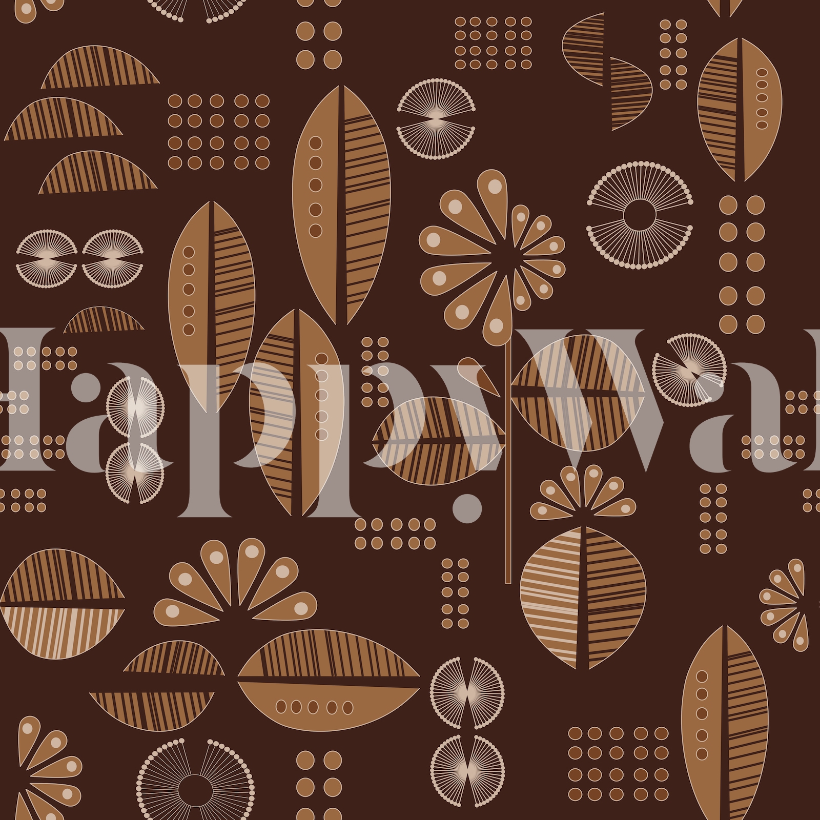 Buy Africa Flora Brown Large Wallpaper | Happywall