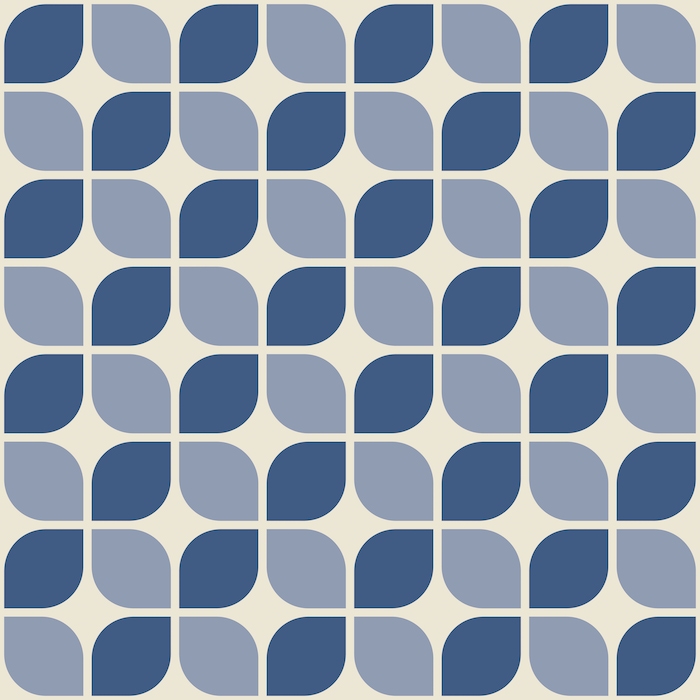 Retro Shapes Pattern Blue Beige II Wallpaper | Happywall.com