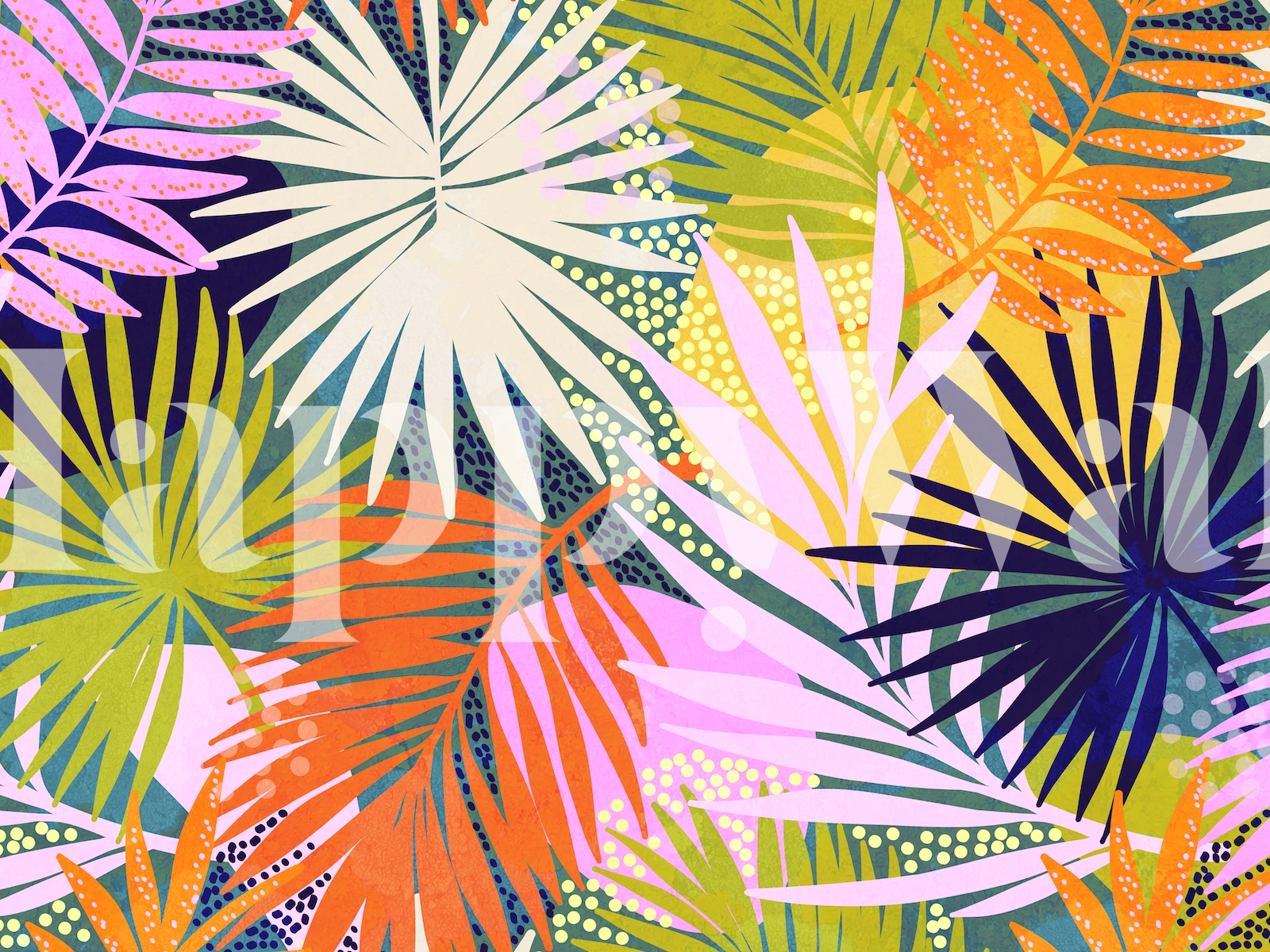 Vibrant Retro Boho Palms Wallpaper - Buy Online | Happywall