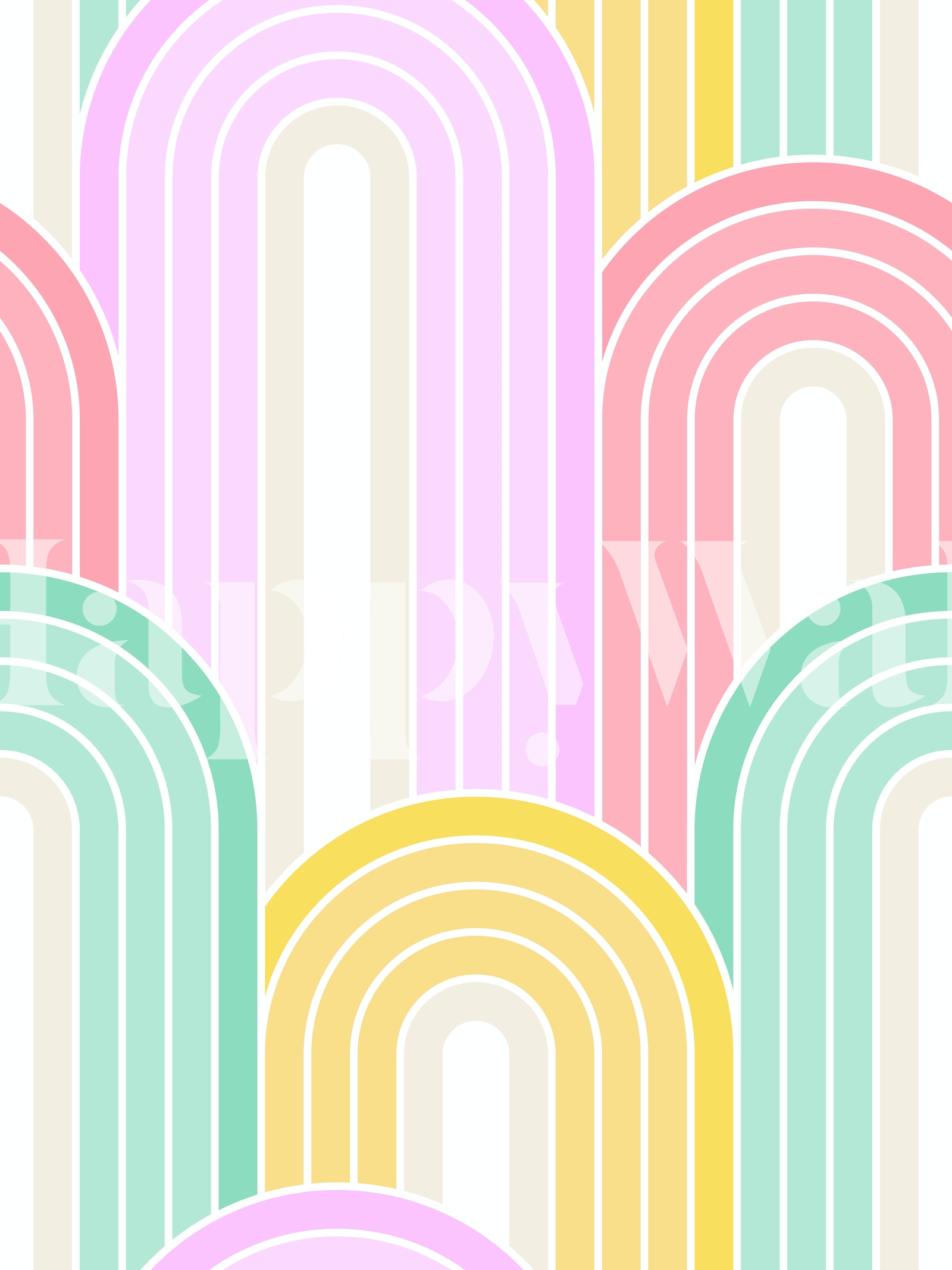 Happy Rainbow Field Pattern Wallpaper