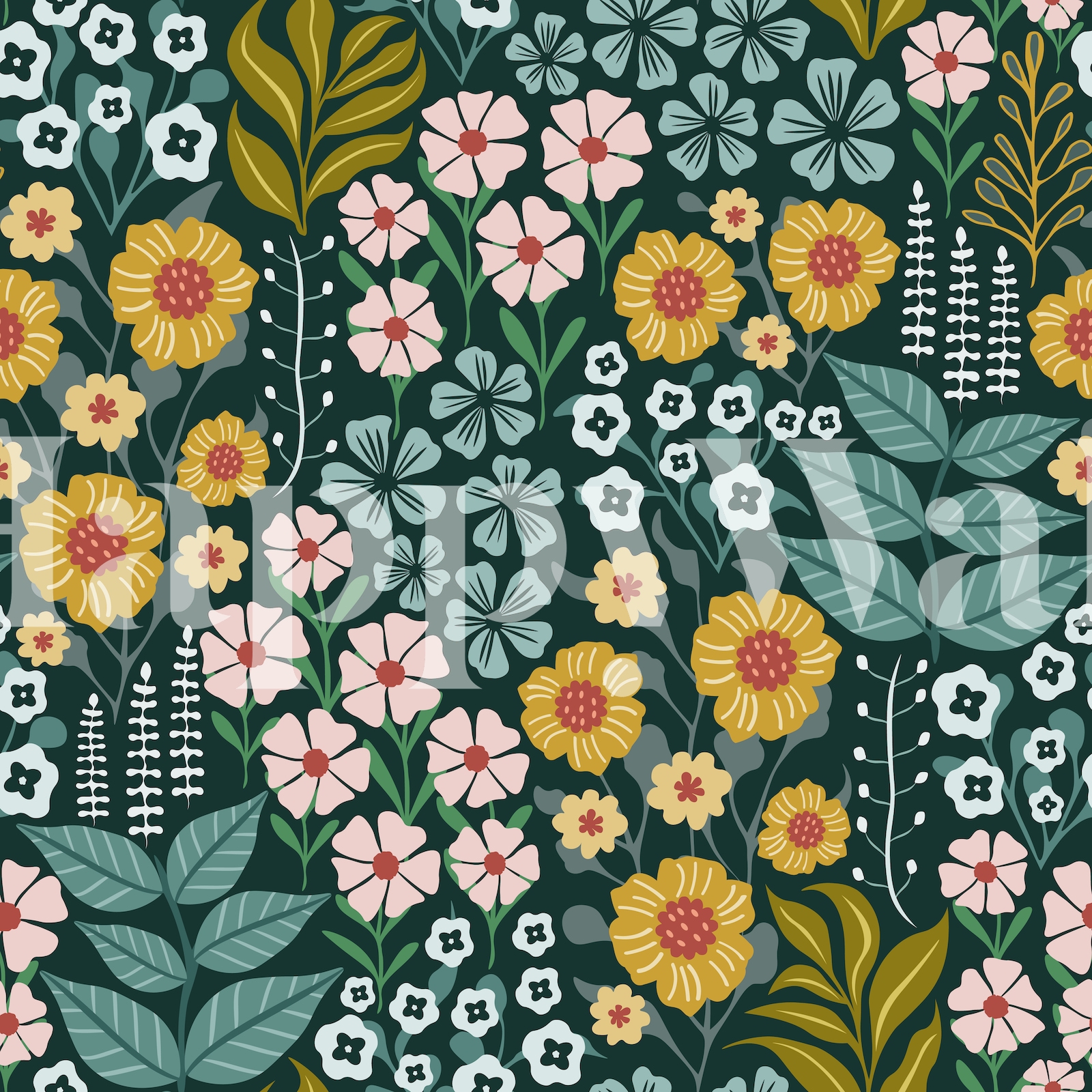 Midnight Botanical Floral Wallpaper | happywall.com