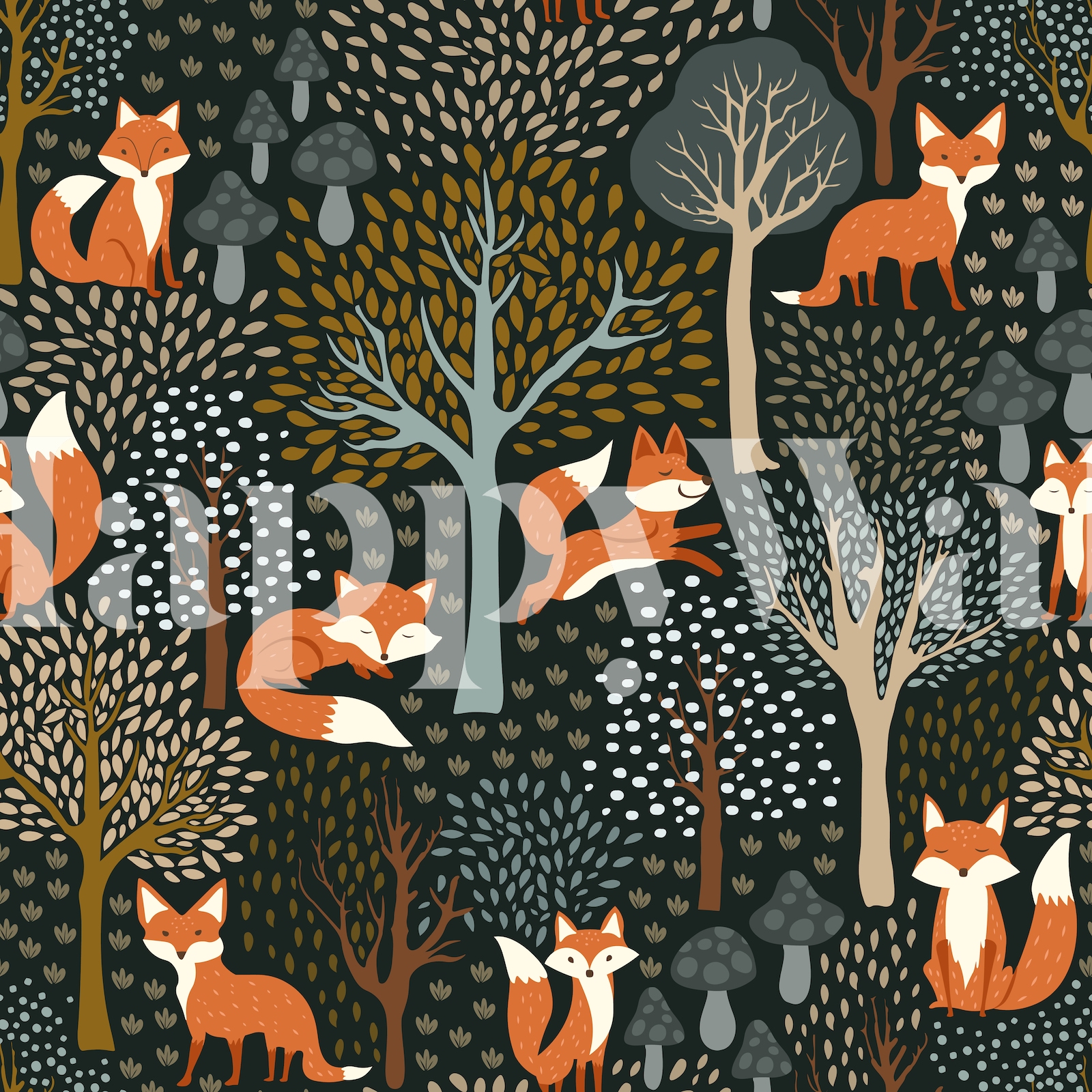 Cute Woodland Foxes Wallpaper - happywall.com