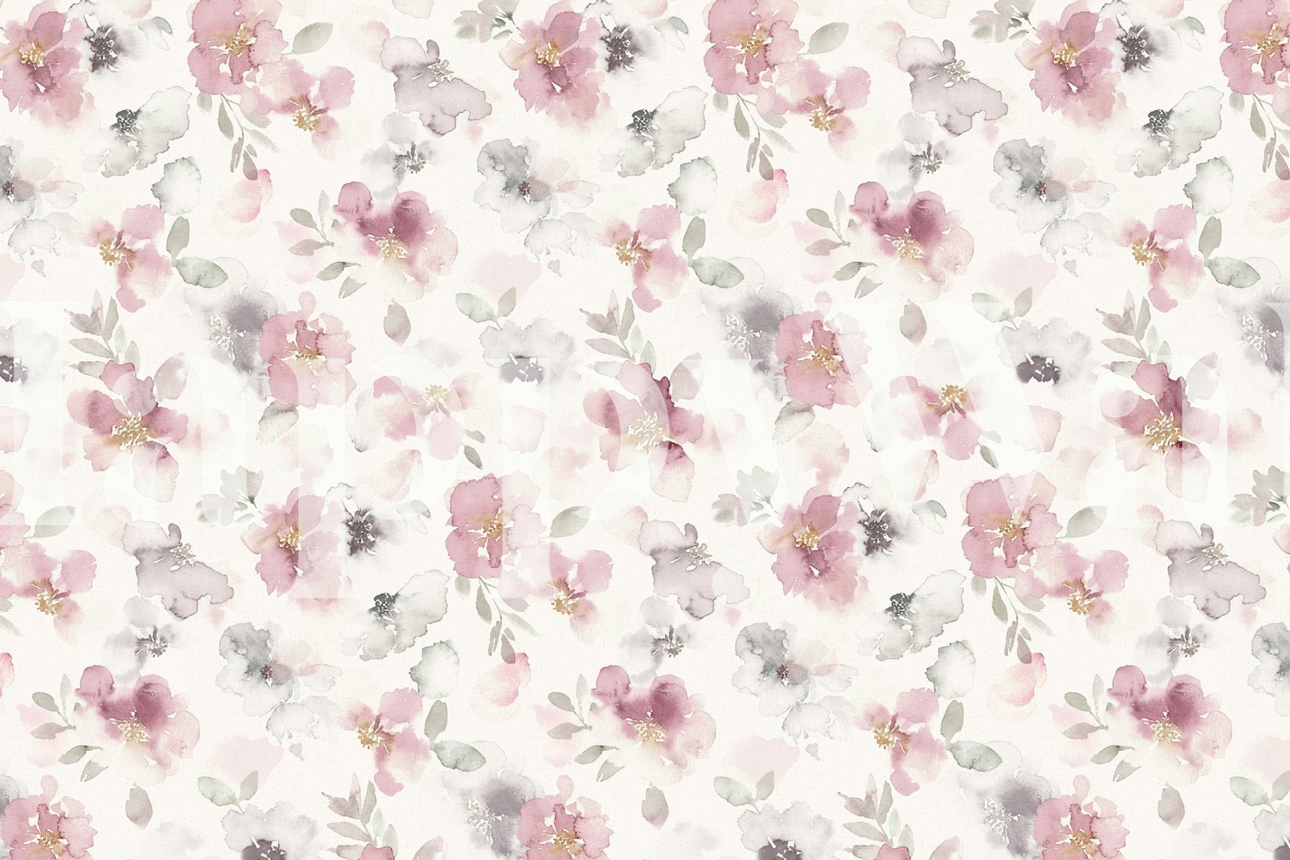 Misty pink floral watercolor wallpaper - Free shipping | Happywall