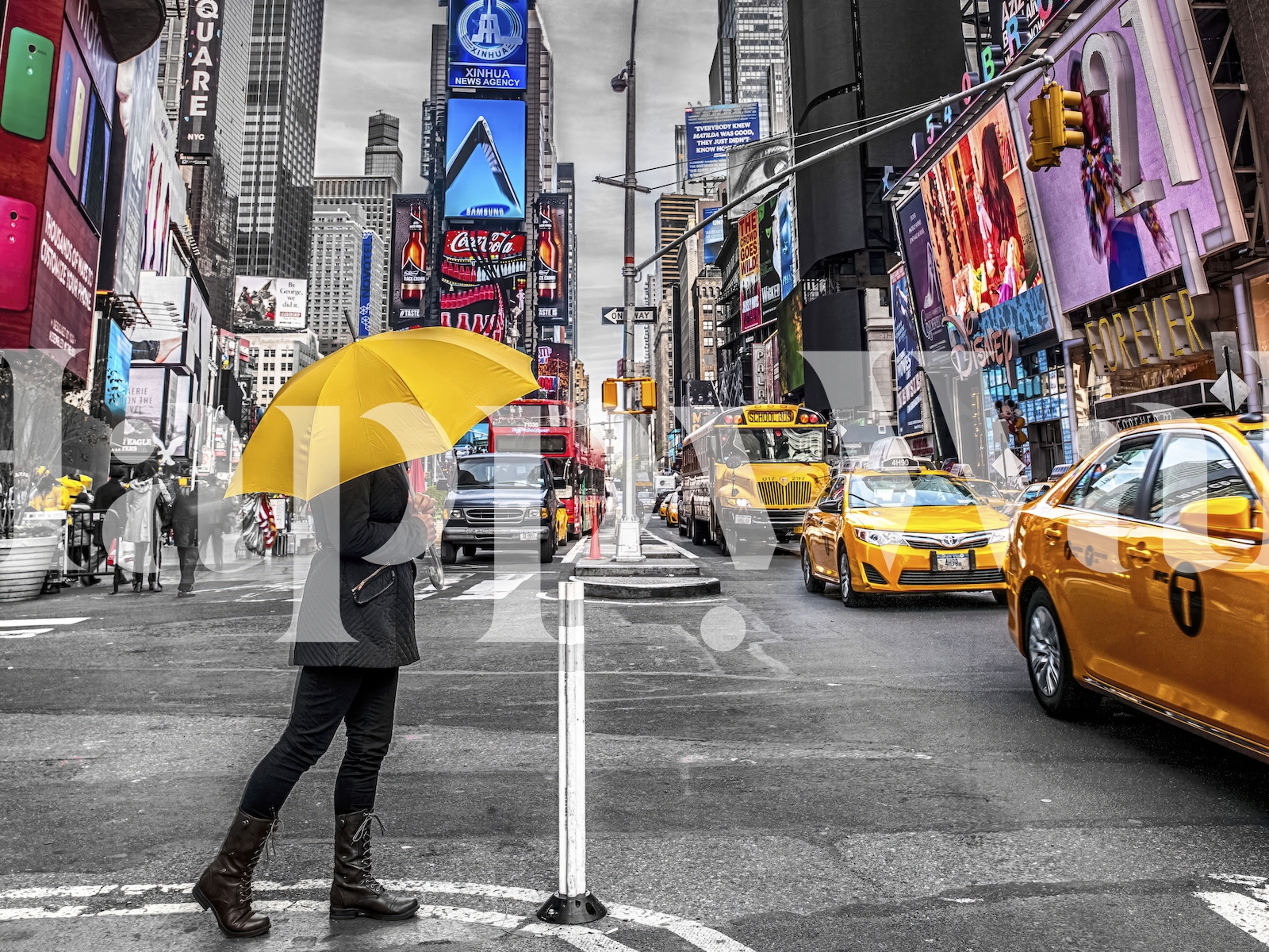 Yellow Umbrella Cityscape Wallpaper