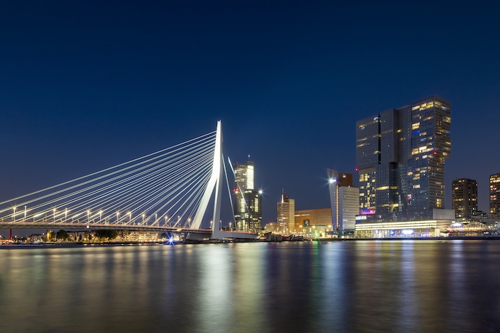 Rotterdam Erasmus Bridge at Night Wallpaper - Buy Online