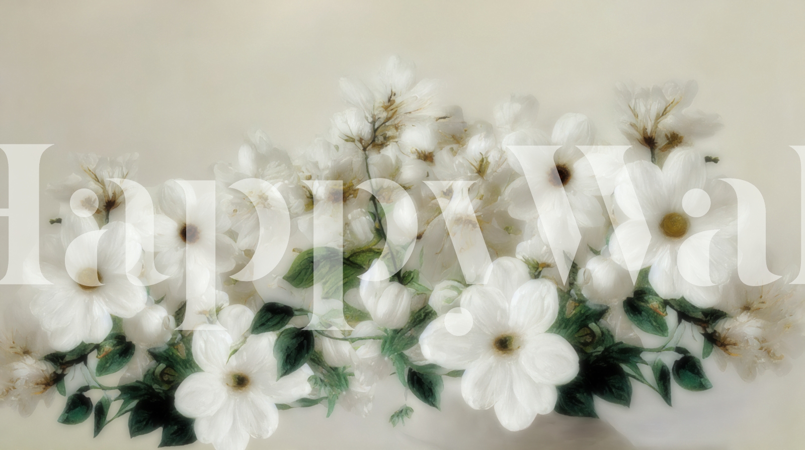 White Floral Wallpaper for Bedroom or Living Room