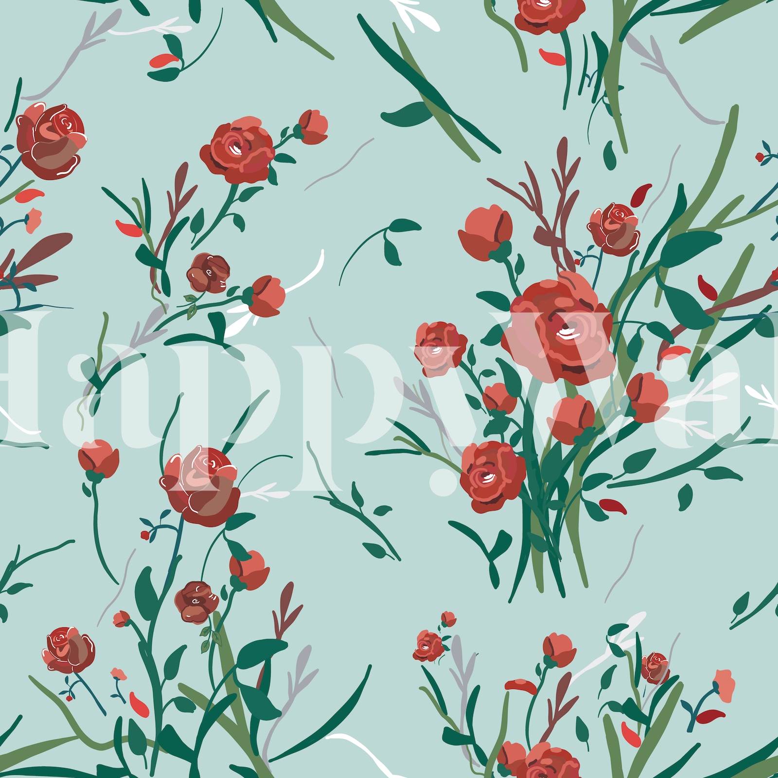 Shop Pretty Florals Trend Roses Pattern Wallpaper | Happywall