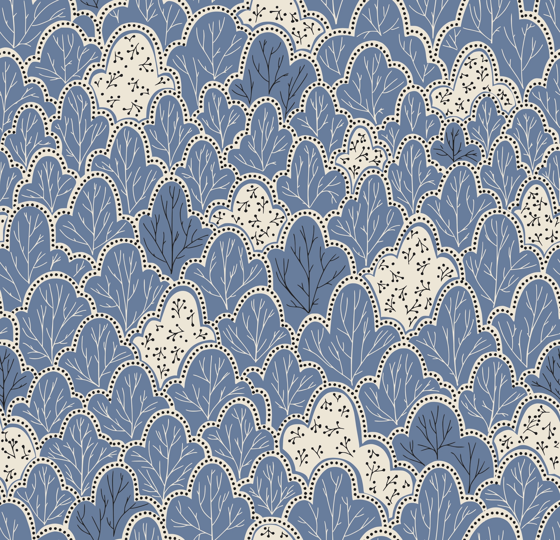 "Indian Summer Foliage Blue Wallpaper | Buy Online at Happywall"