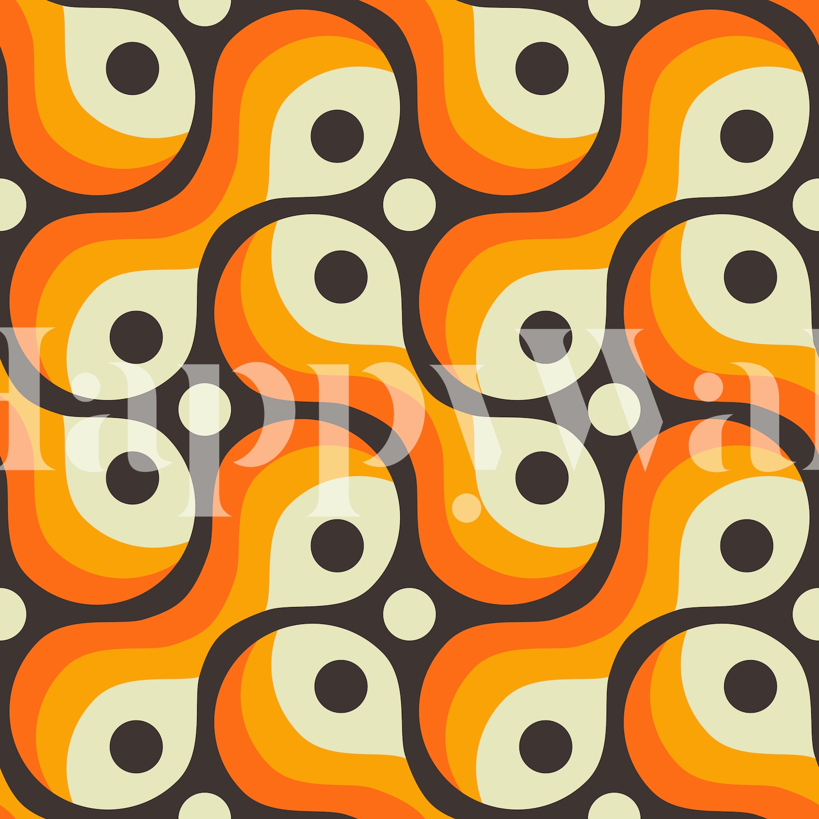 Abstract Retro Shapes Orange Wallpaper | Buy Online at Happywall