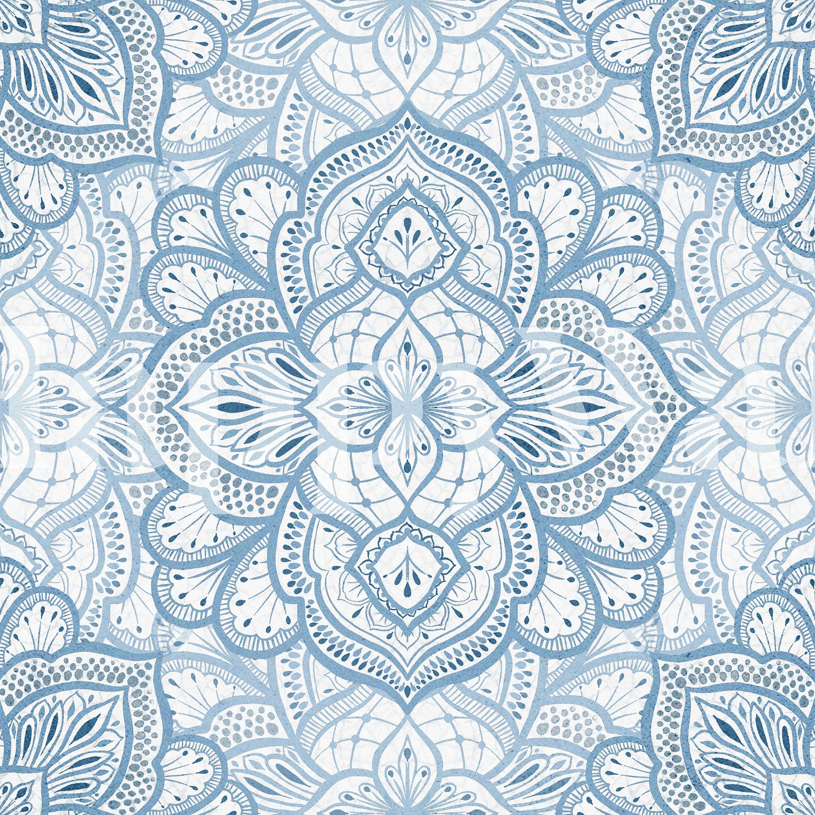 Boho Marrakesh Mandala Tile Blue Wallpaper - Buy Online