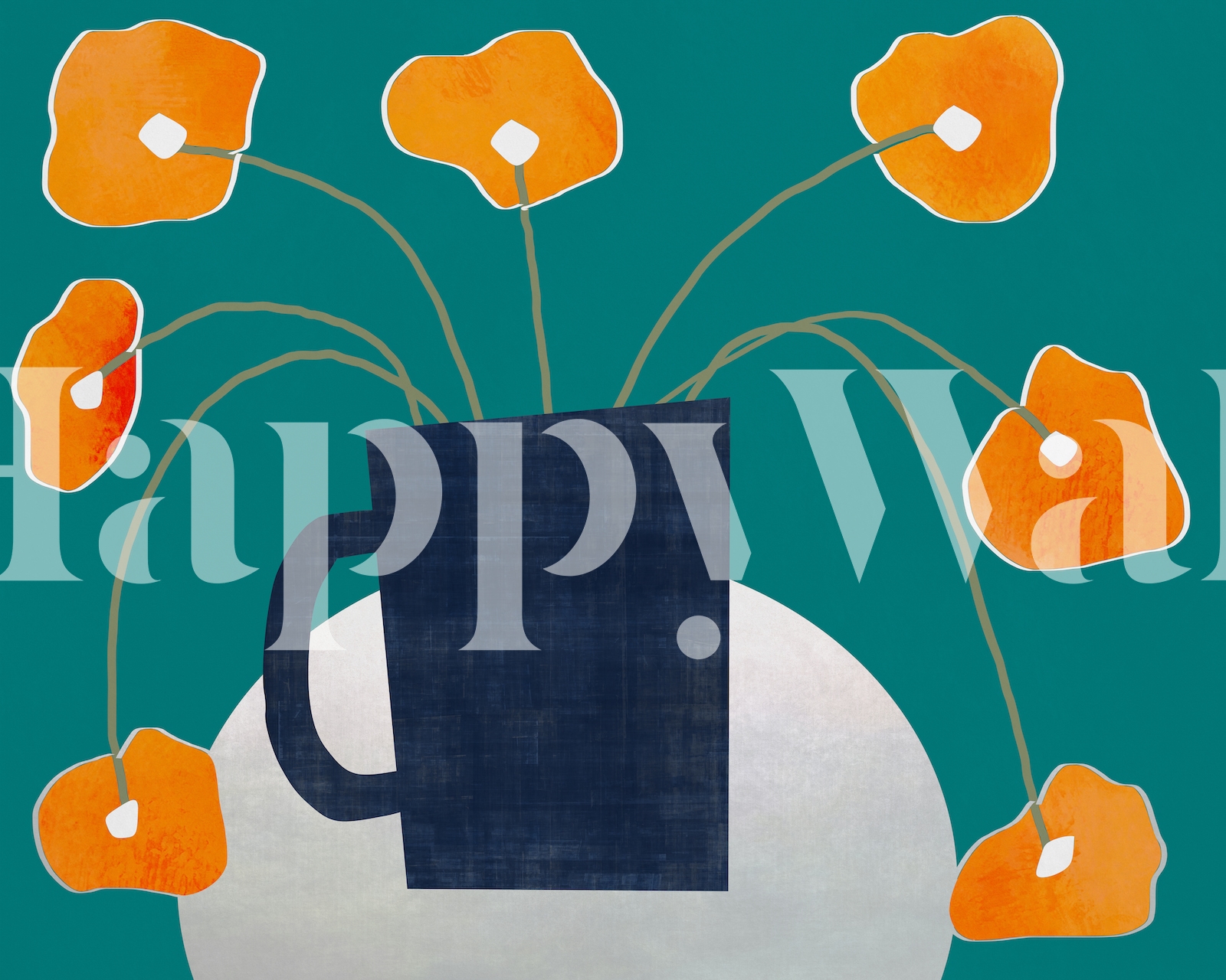 Spring Orange Floral Wallpaper