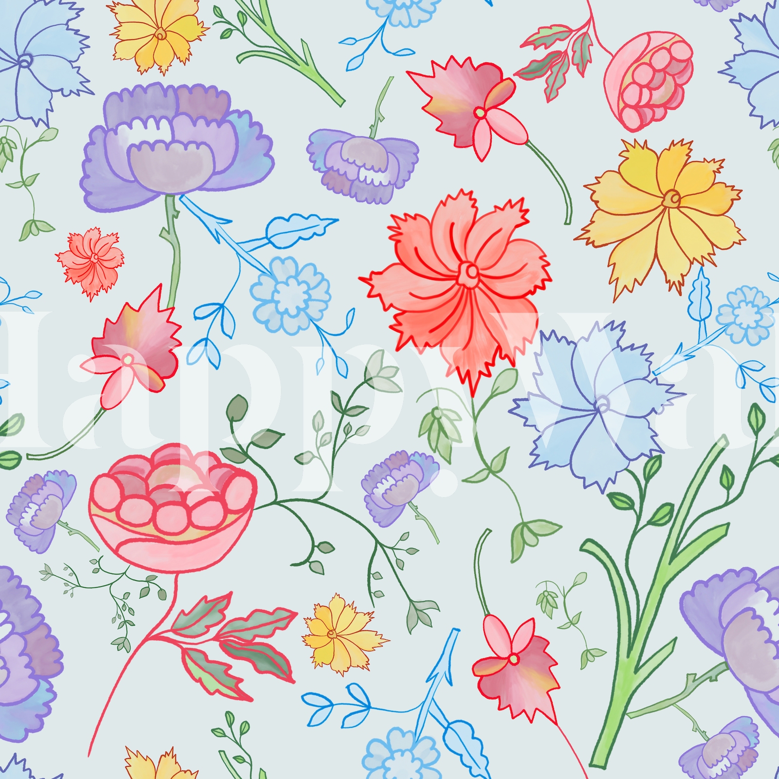 Buy Chintzy Floral Pattern II Wallpaper | Happywall