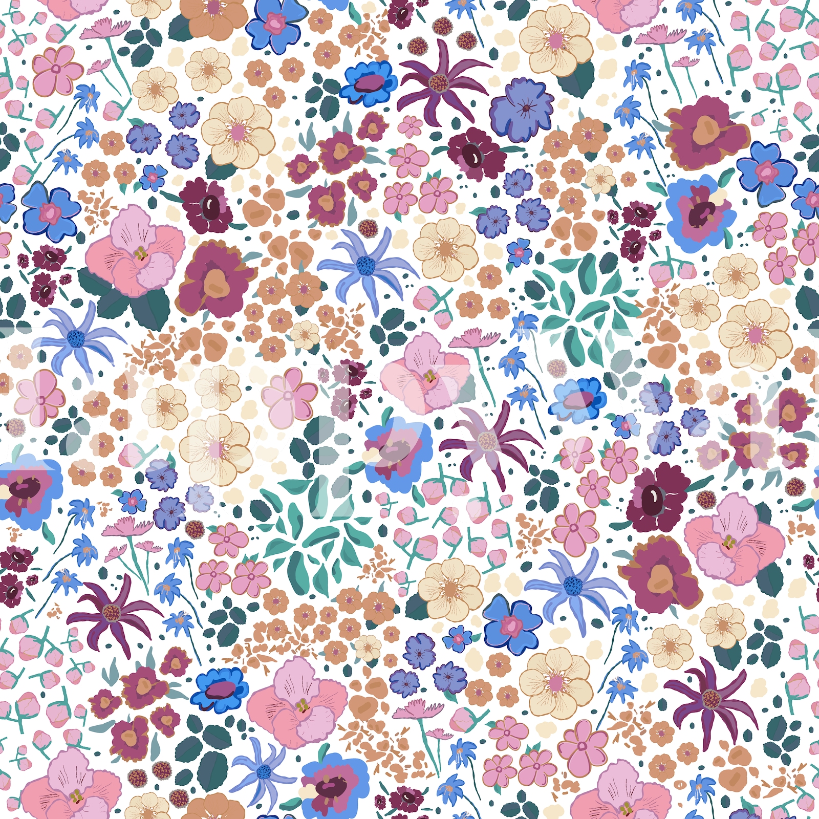 Ditsy Colorful White Wallpaper | Buy Online at Happywall